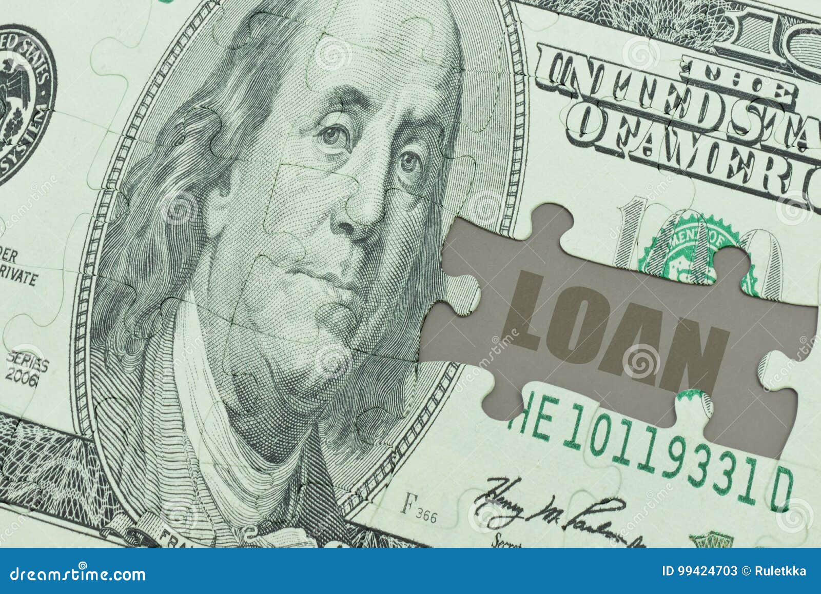 Verwirren Sie Mit Der Dollarbanknote Und Dem Textdarlehen Stock ...