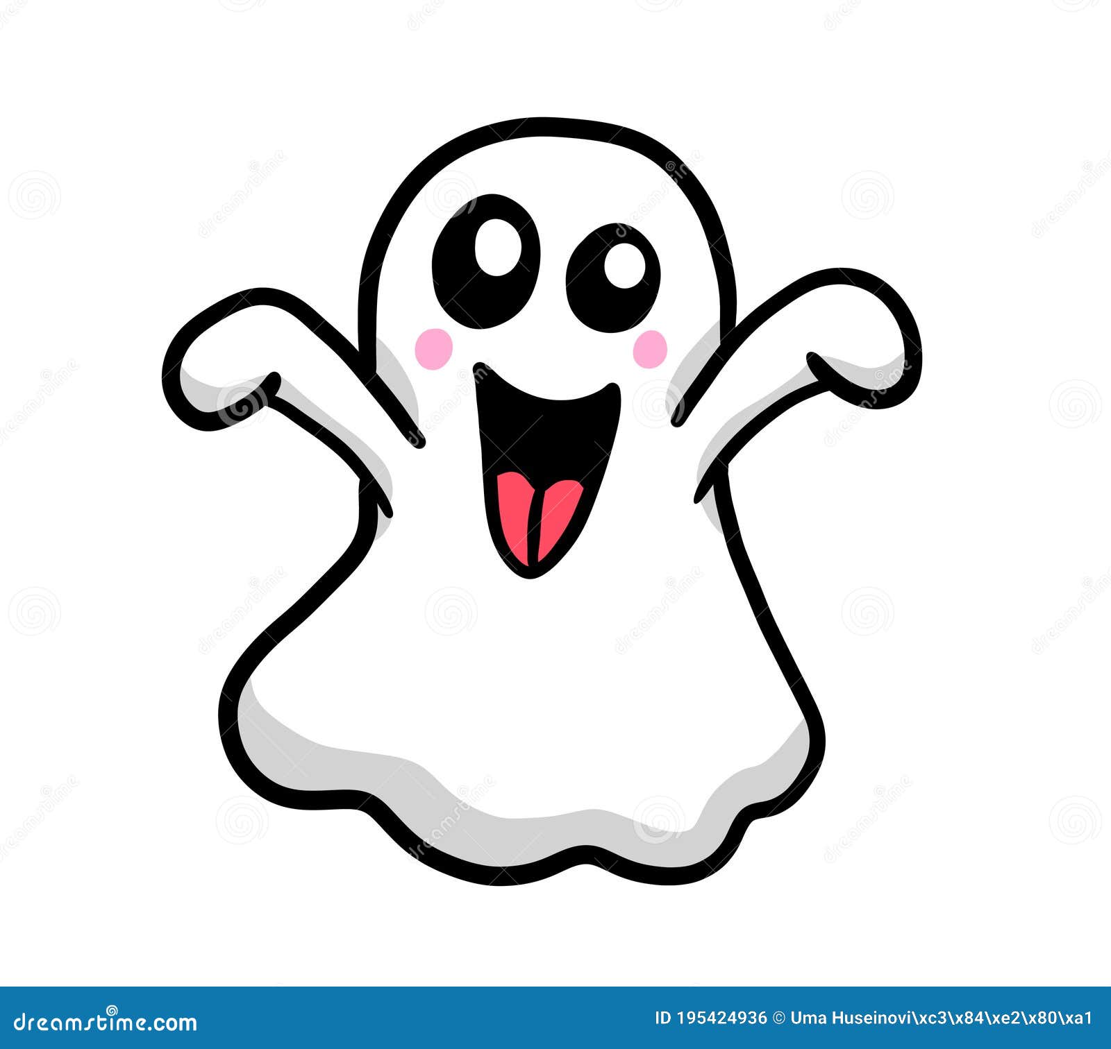 A Very Adorable Happy Ghost Stock Illustration - Illustration of scary ...