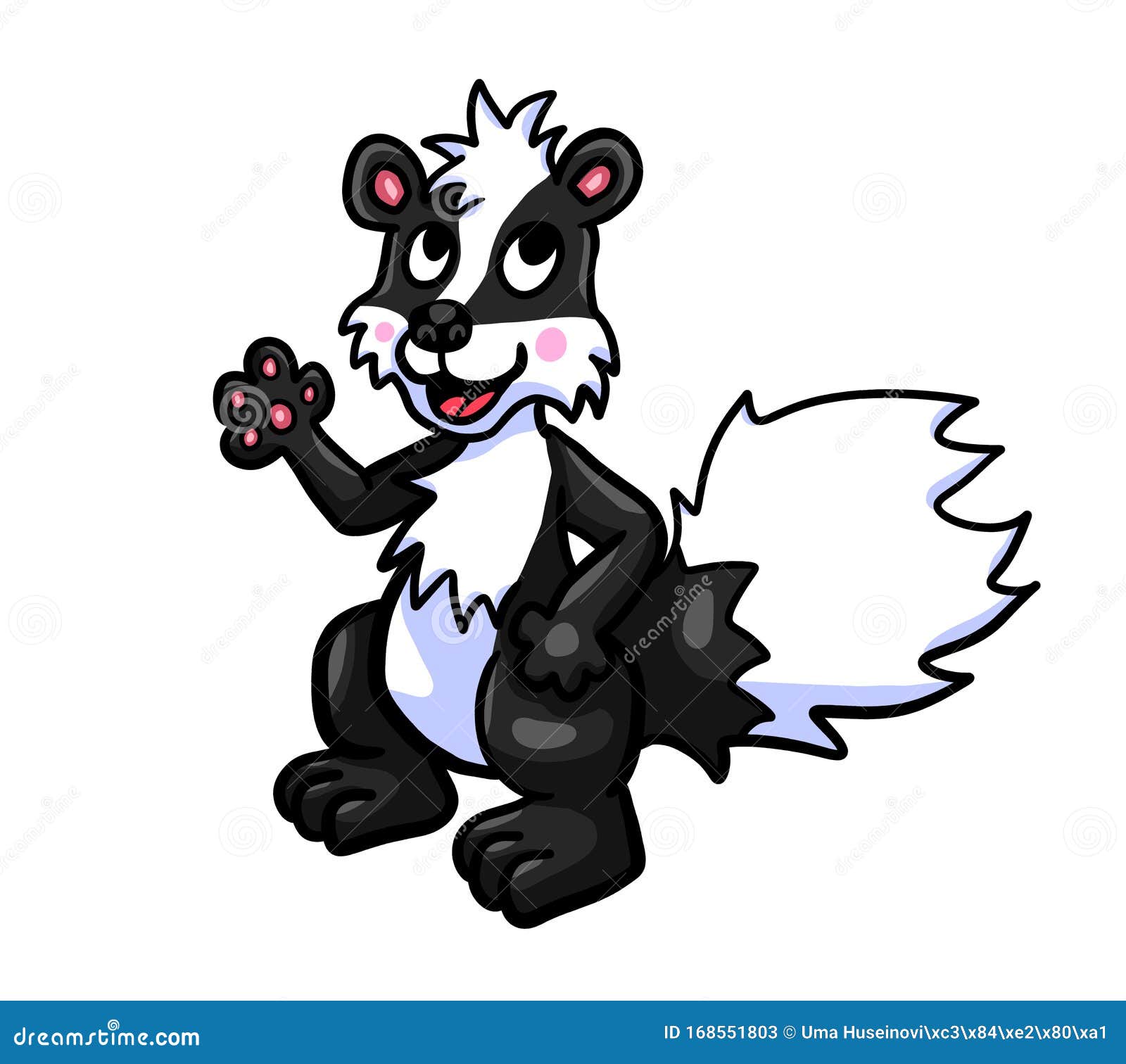 A Very Adorable Waving Skunk Stock Illustration - Illustration of ...