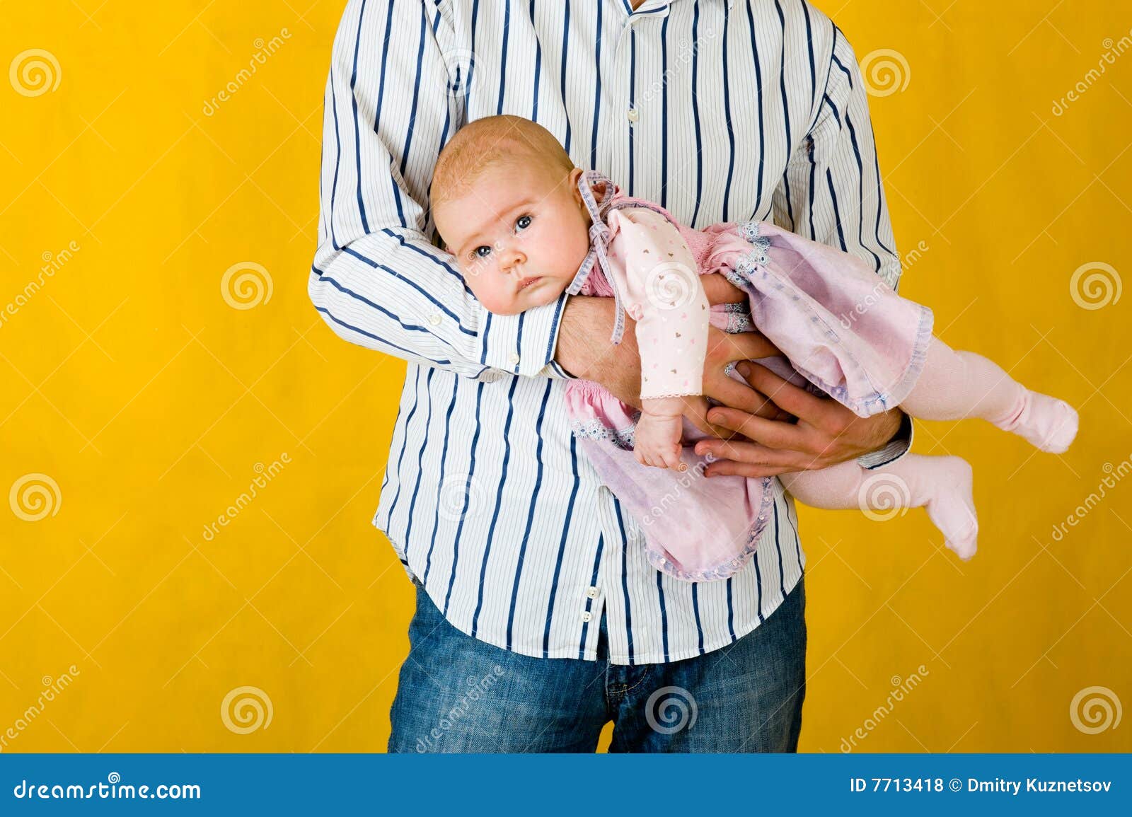Very Amusing Child at Father Hands. Stock Photo - Image of comfortable ...