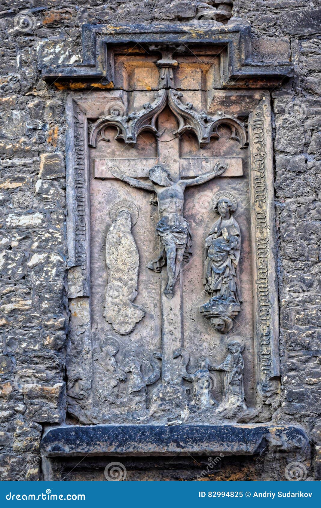 A Very Ancient Stone Mural with a Religious Subject. Stock Image ...