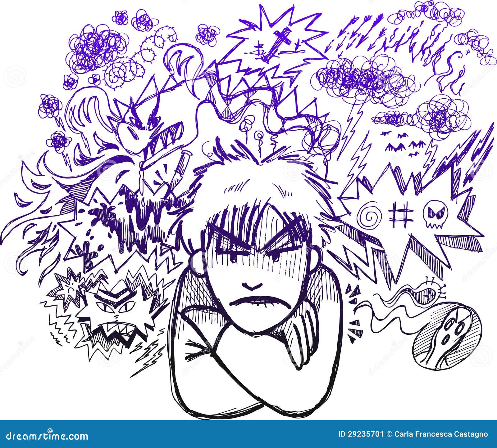 Very Angry Man Doodle Sketch Vector Stock Vector - Illustration of ...