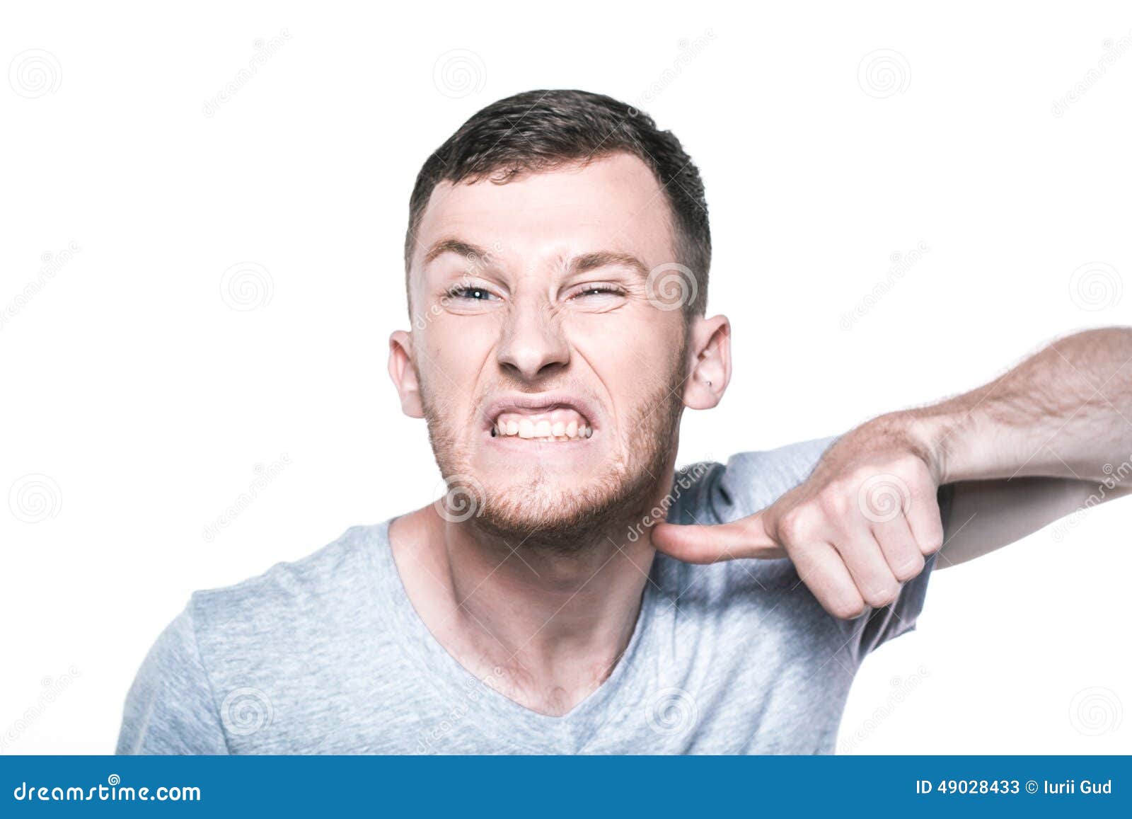 Very Angry Young Man on Whited Stock Image - Image of blue, inflamed ...