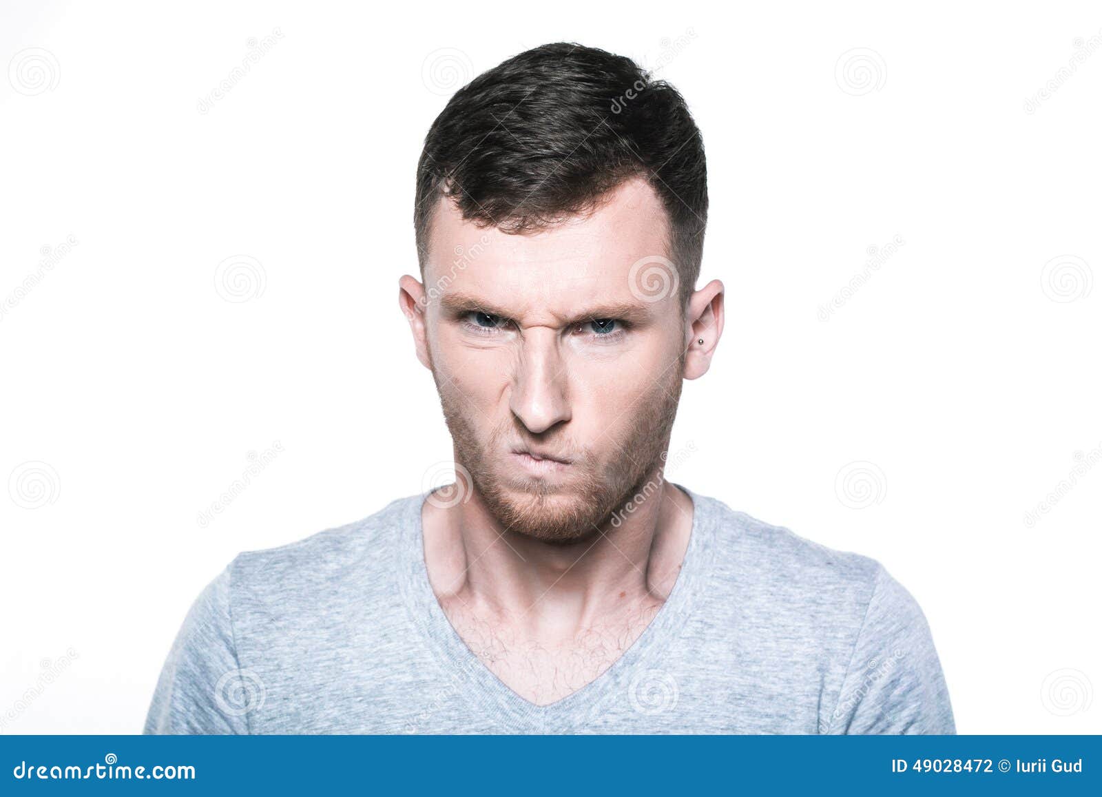 Very Angry Young Man on Whited Stock Photo - Image of male, model: 49028472
