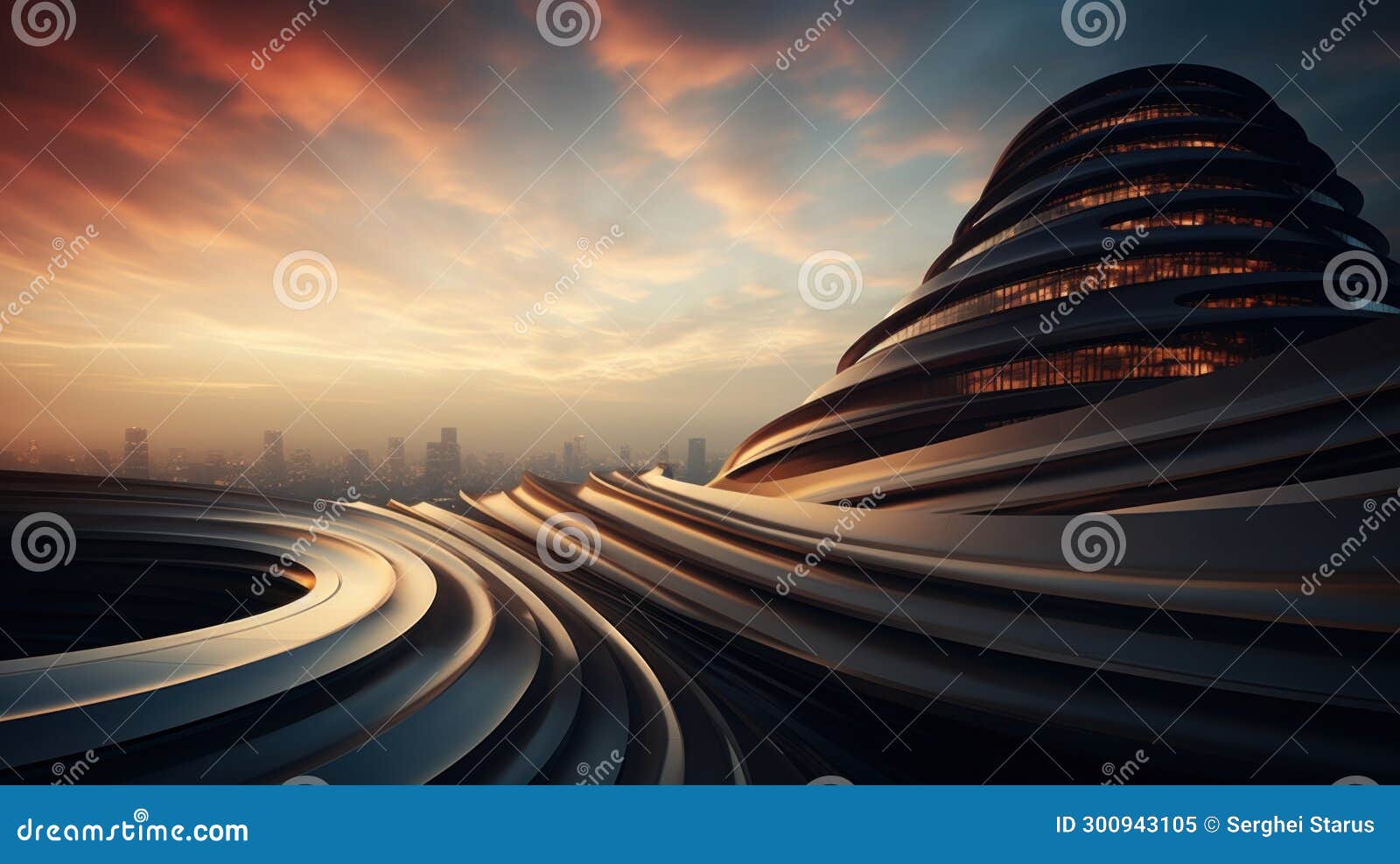 A Very Artistic Looking Building with a Lot of Curves, AI Stock ...