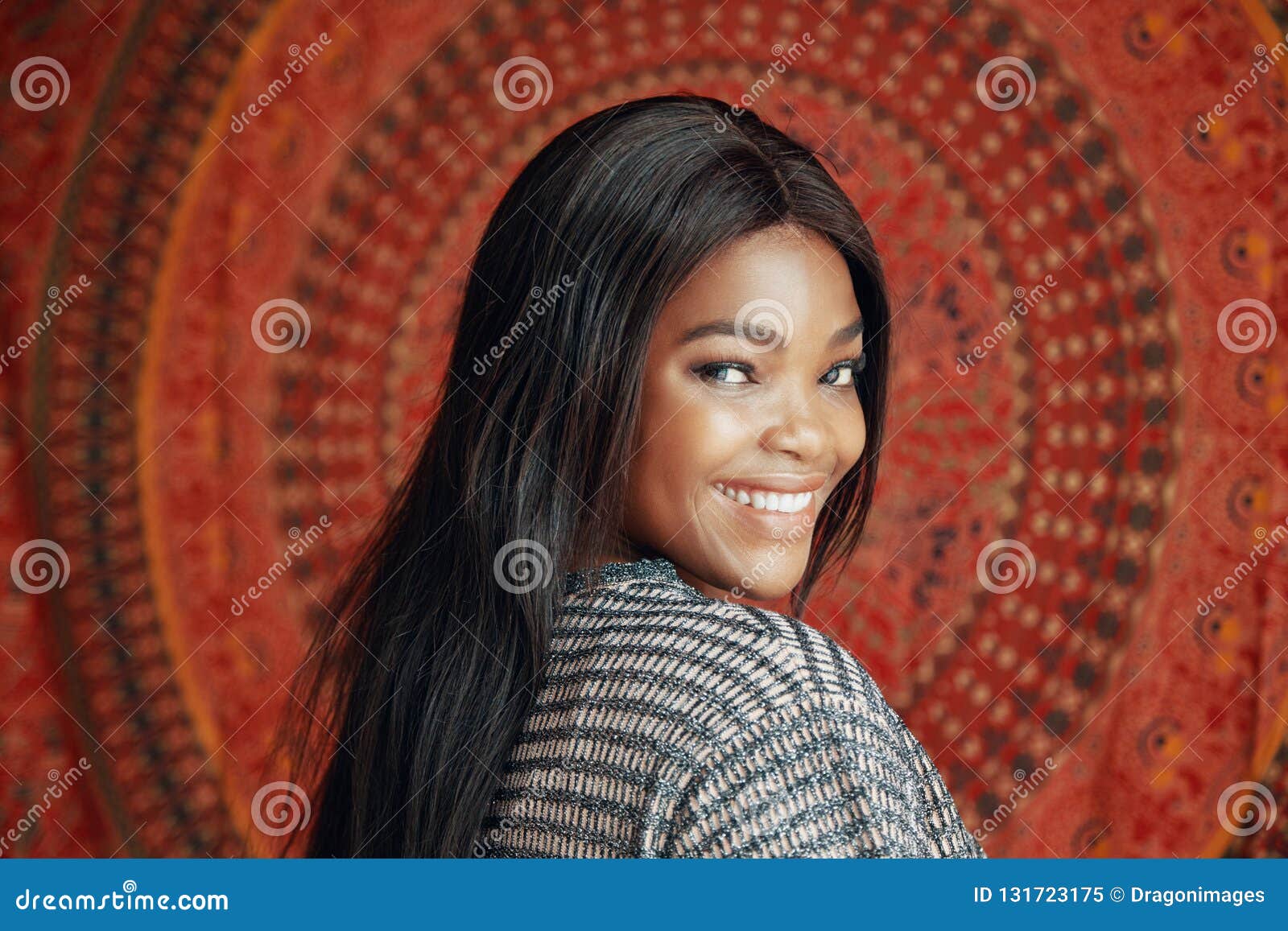 Pretty Black woman stock image. Image of young, turning - 131723175