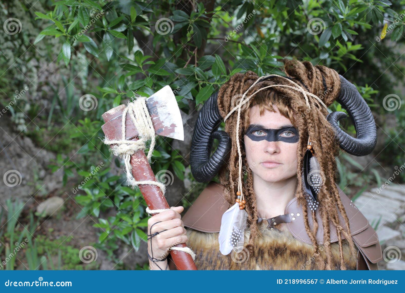 Very Attractive Female Viking Holding Axe Stock Image - Image of ...