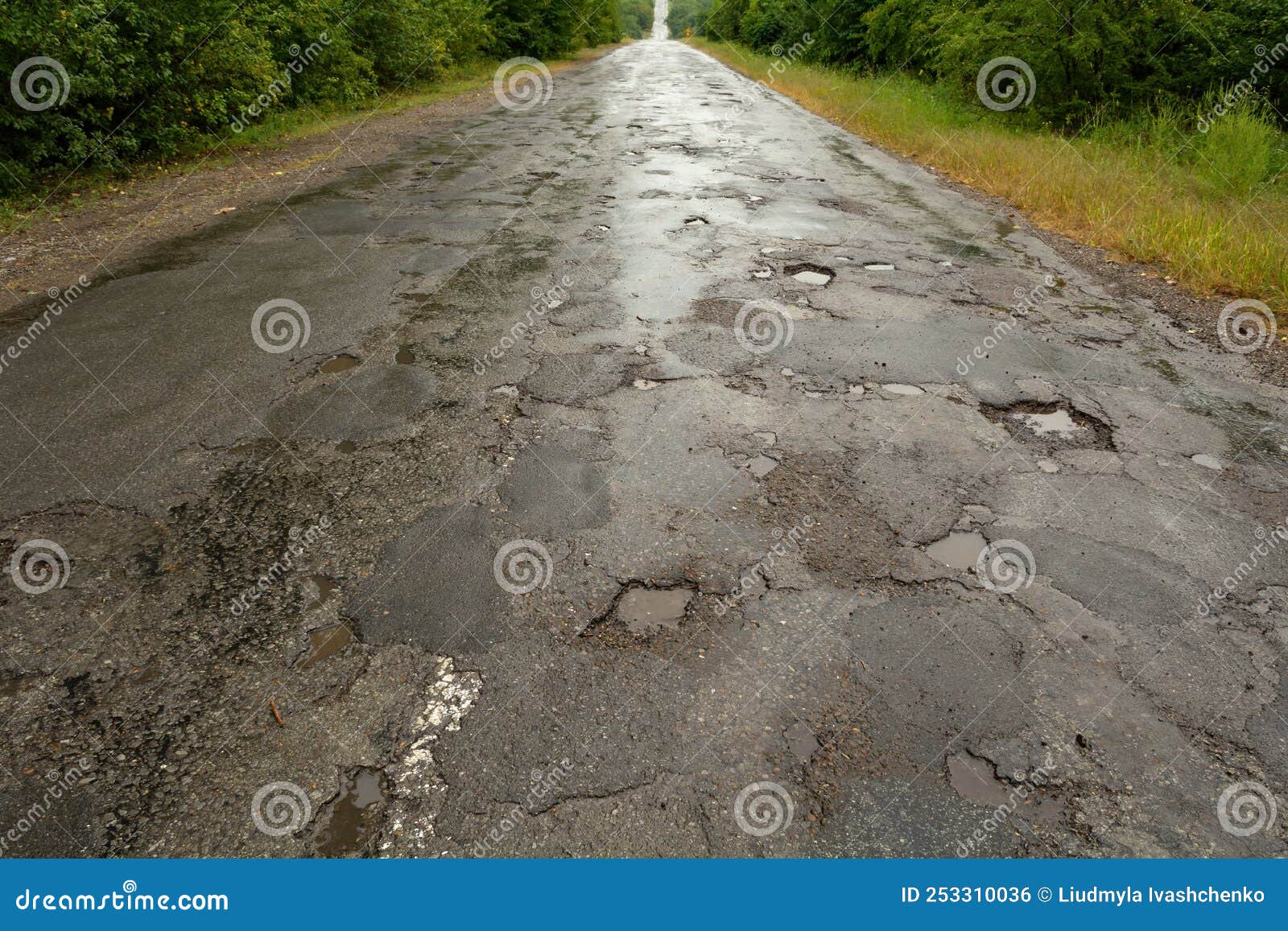 Very Bad Road Surface. Holes on the Road Stock Photo - Image of dirty ...
