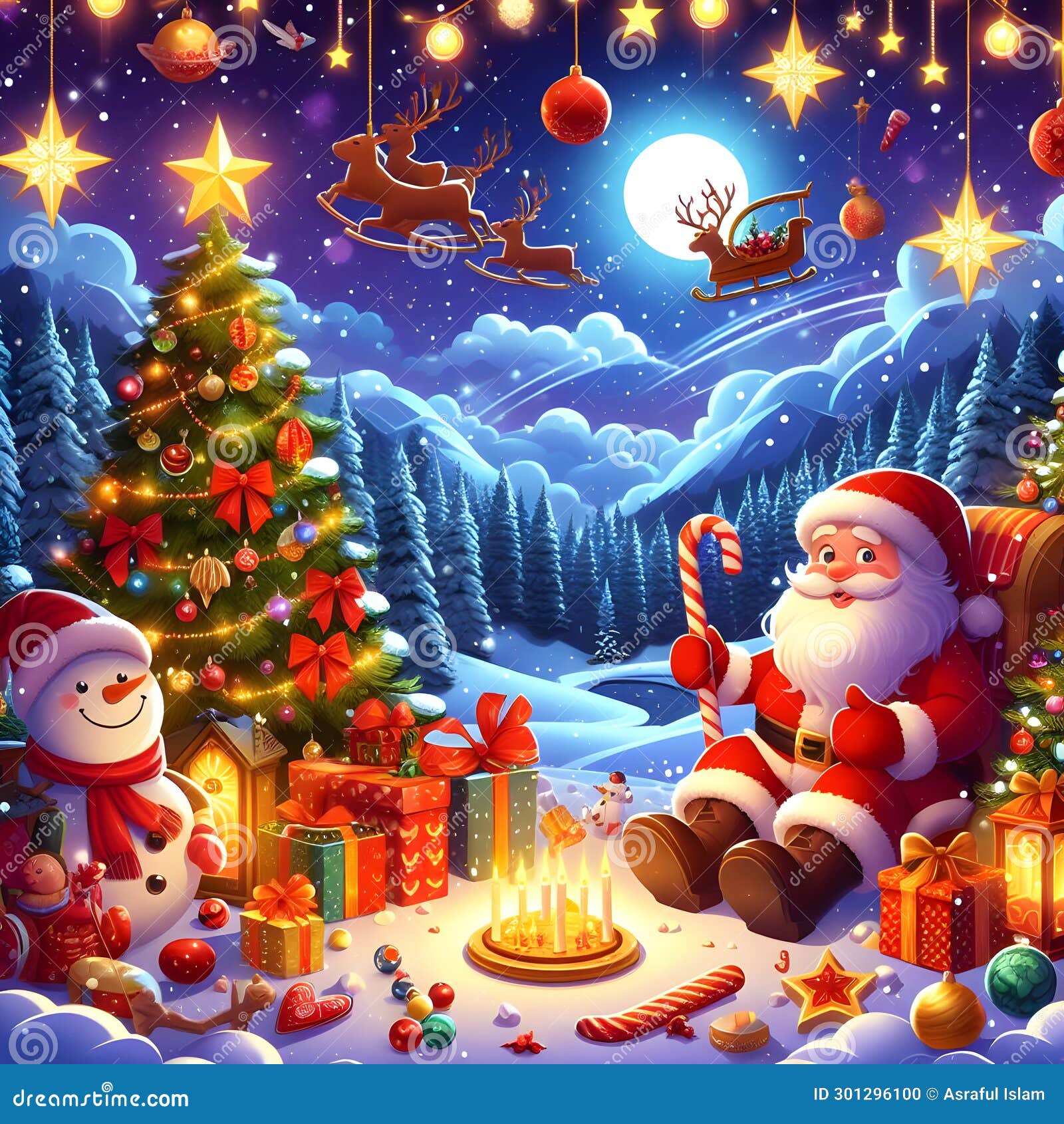 Very Beautiful Animated Vector Christmas Scene Stock Illustration ...