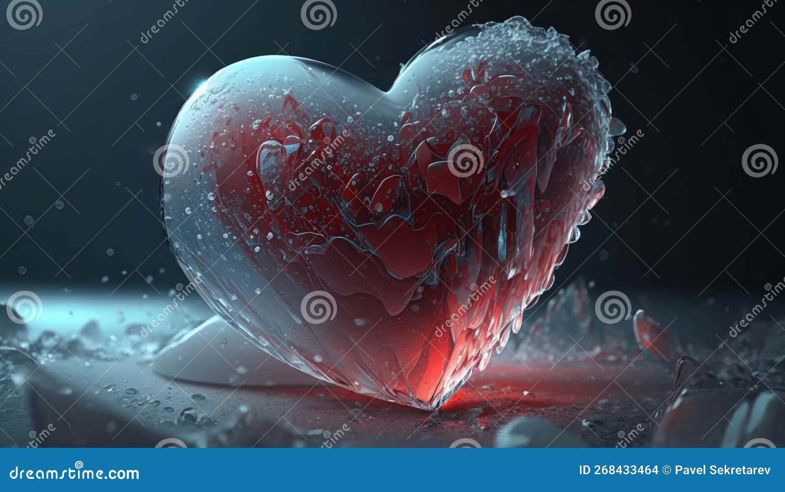 A Very Beautiful Heart of Ice Surrounded by Snow and Ice. the Heart is ...