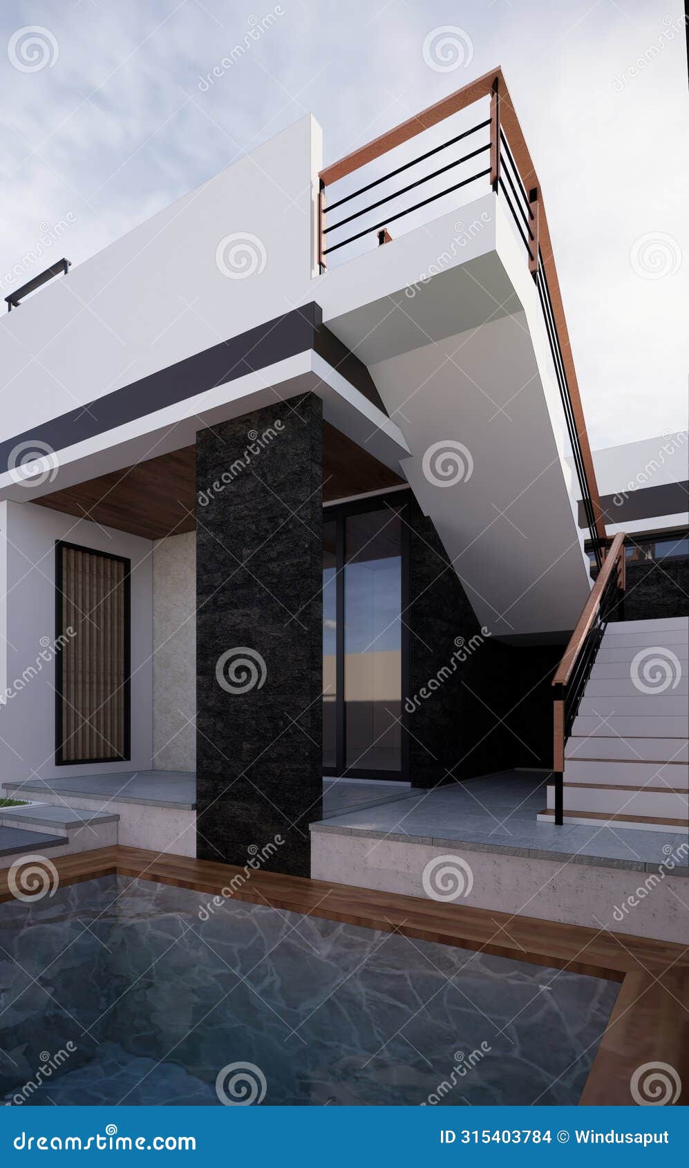 Very Beautiful Minimalist 3D House Design Image Stock Illustration ...