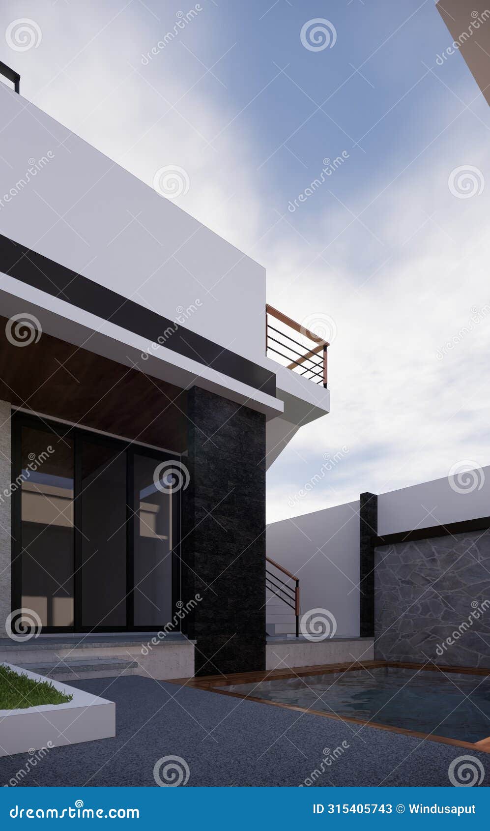 Very Beautiful Minimalist 3D House Design Image Stock Illustration ...