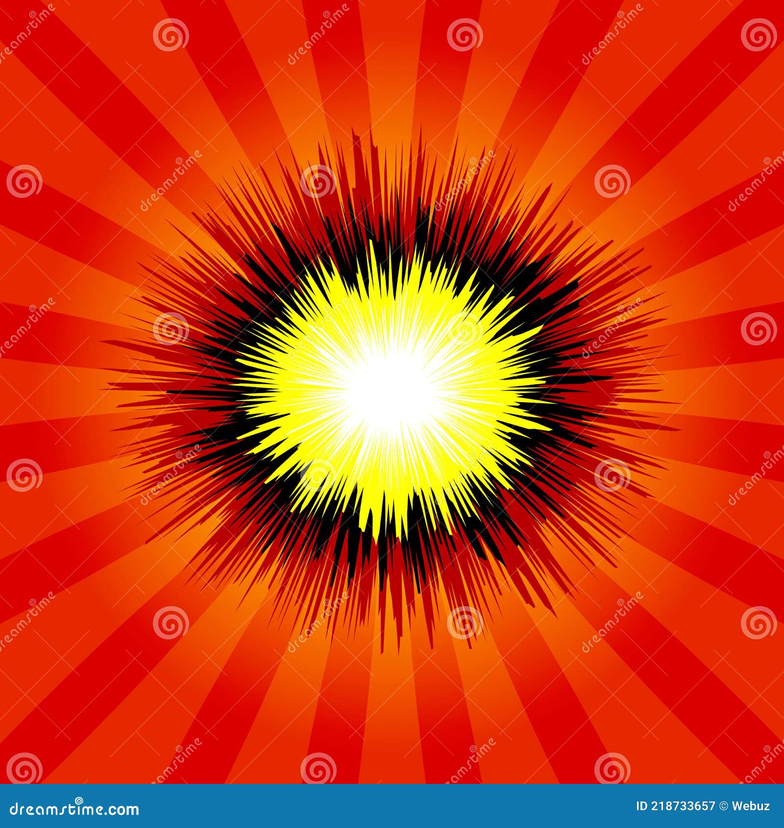 Very Beautiful Painted Bright Explosion Flash on Red Background Stock ...