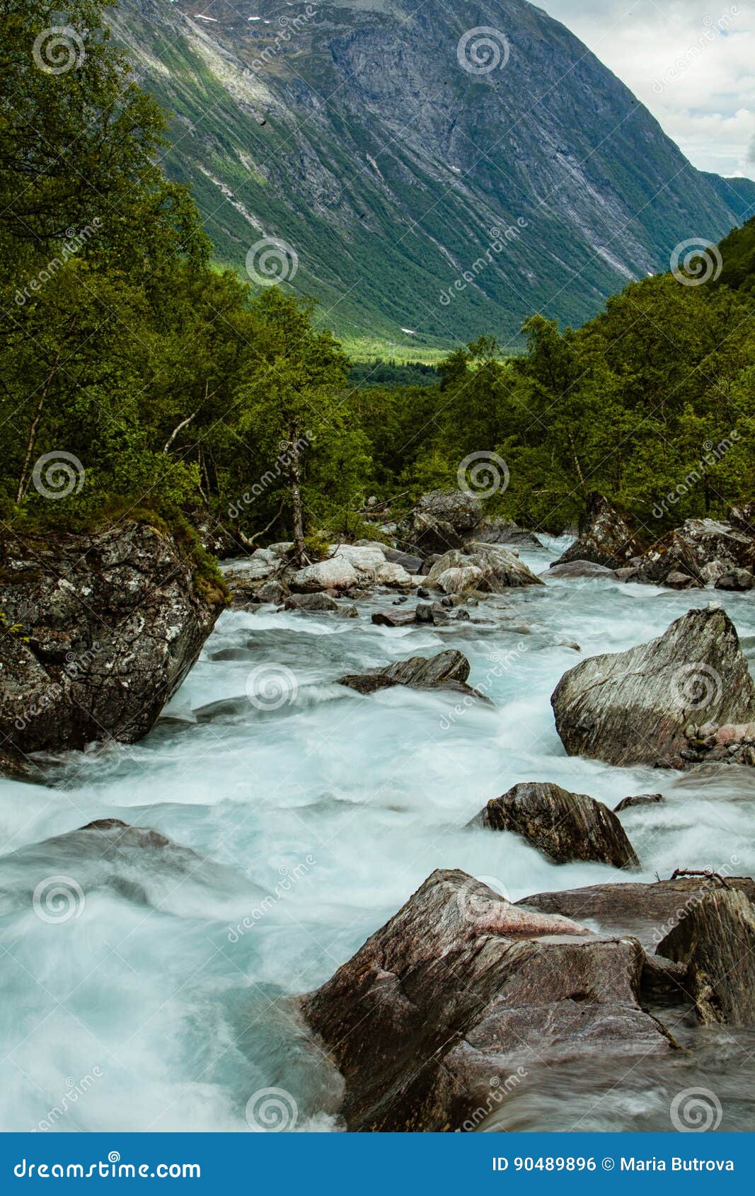 Very Beautiful Powerful Waterfall in Norway with the Effect of F Stock ...