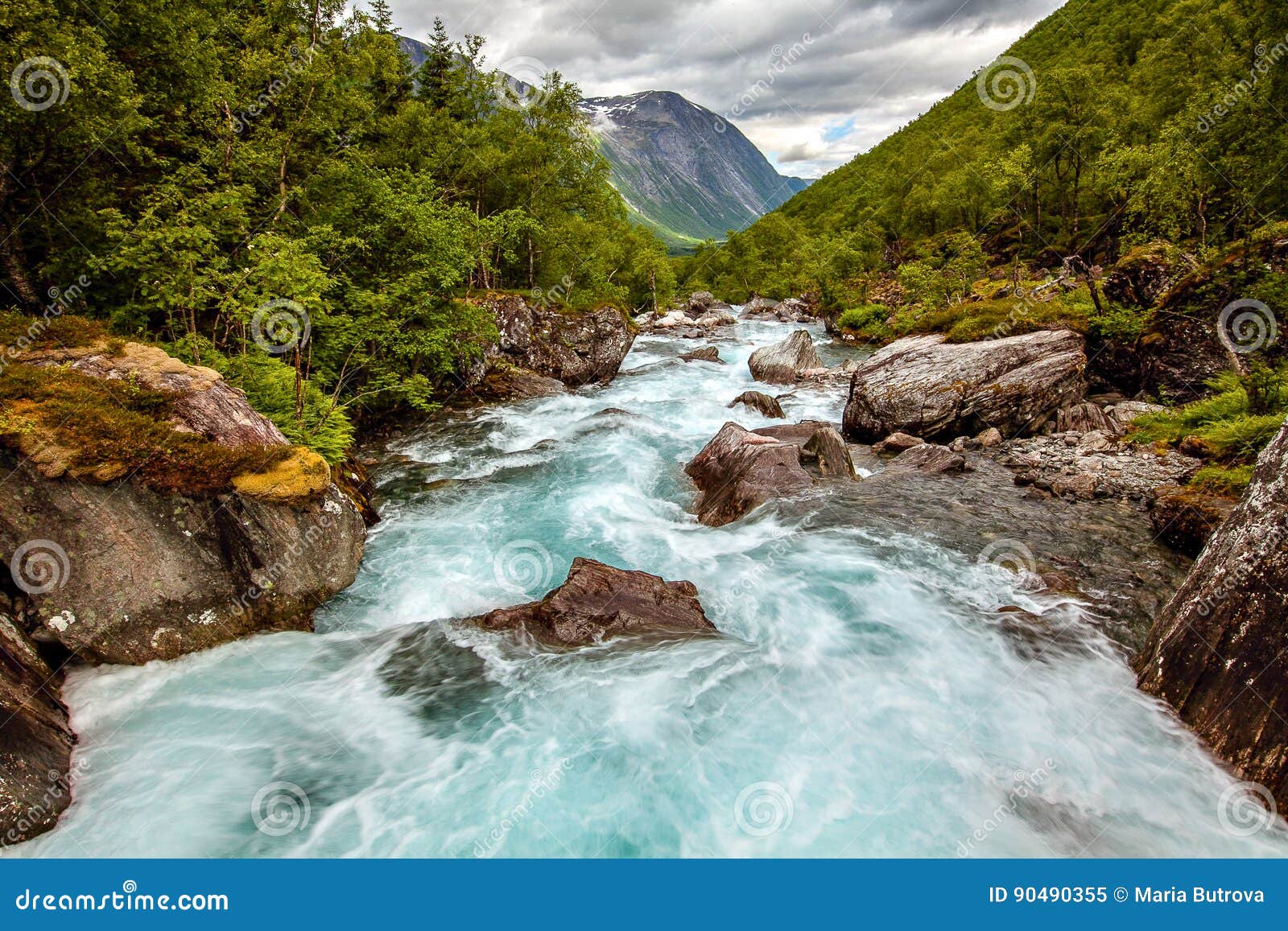 Very Beautiful Powerful Waterfall in Norway with the Effect of F Stock ...