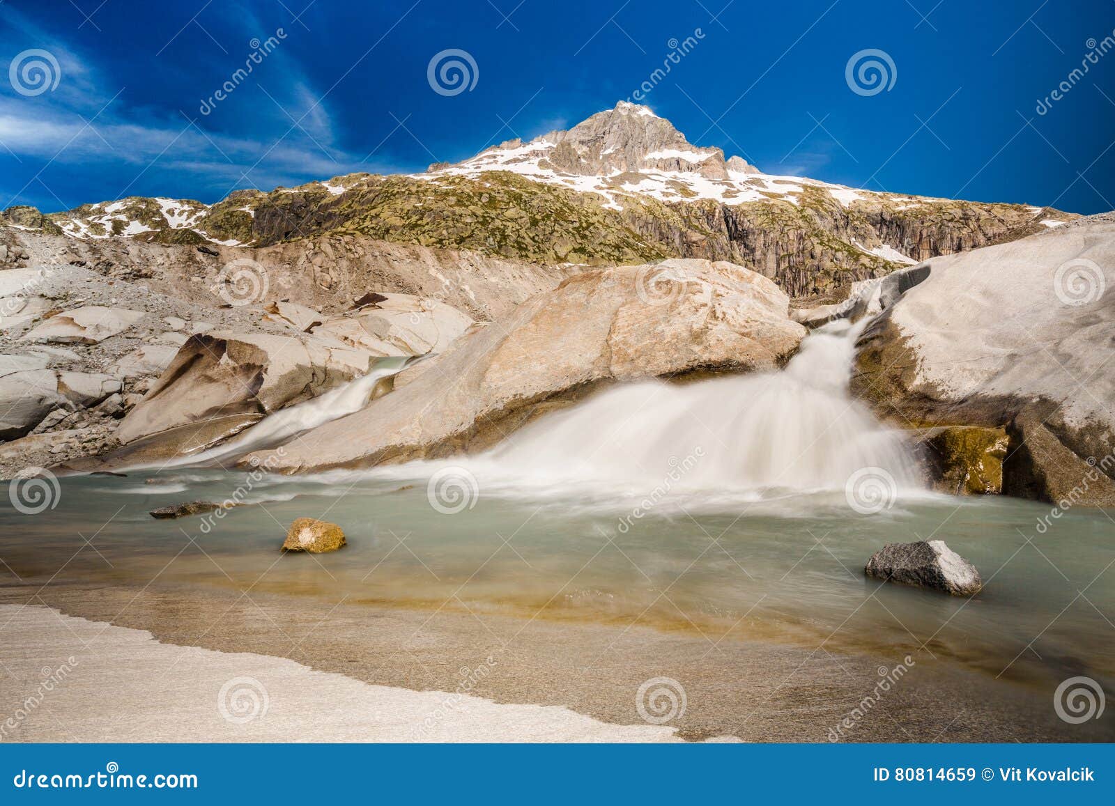 The Very Beginning of Rhone River Stock Image - Image of melt, rock ...