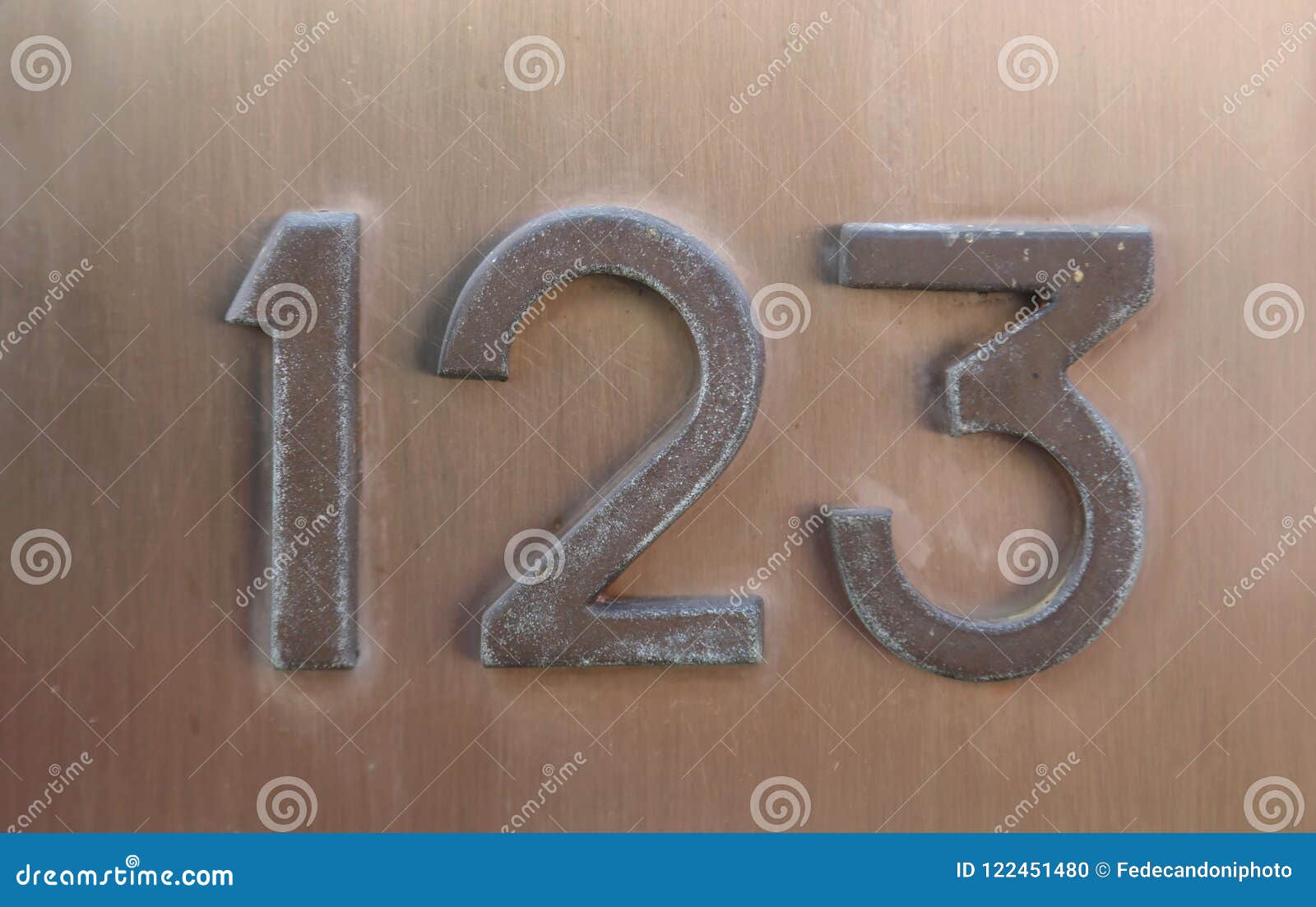 Text with Number 123 on the Wall Stock Photo - Image of numbers, script ...