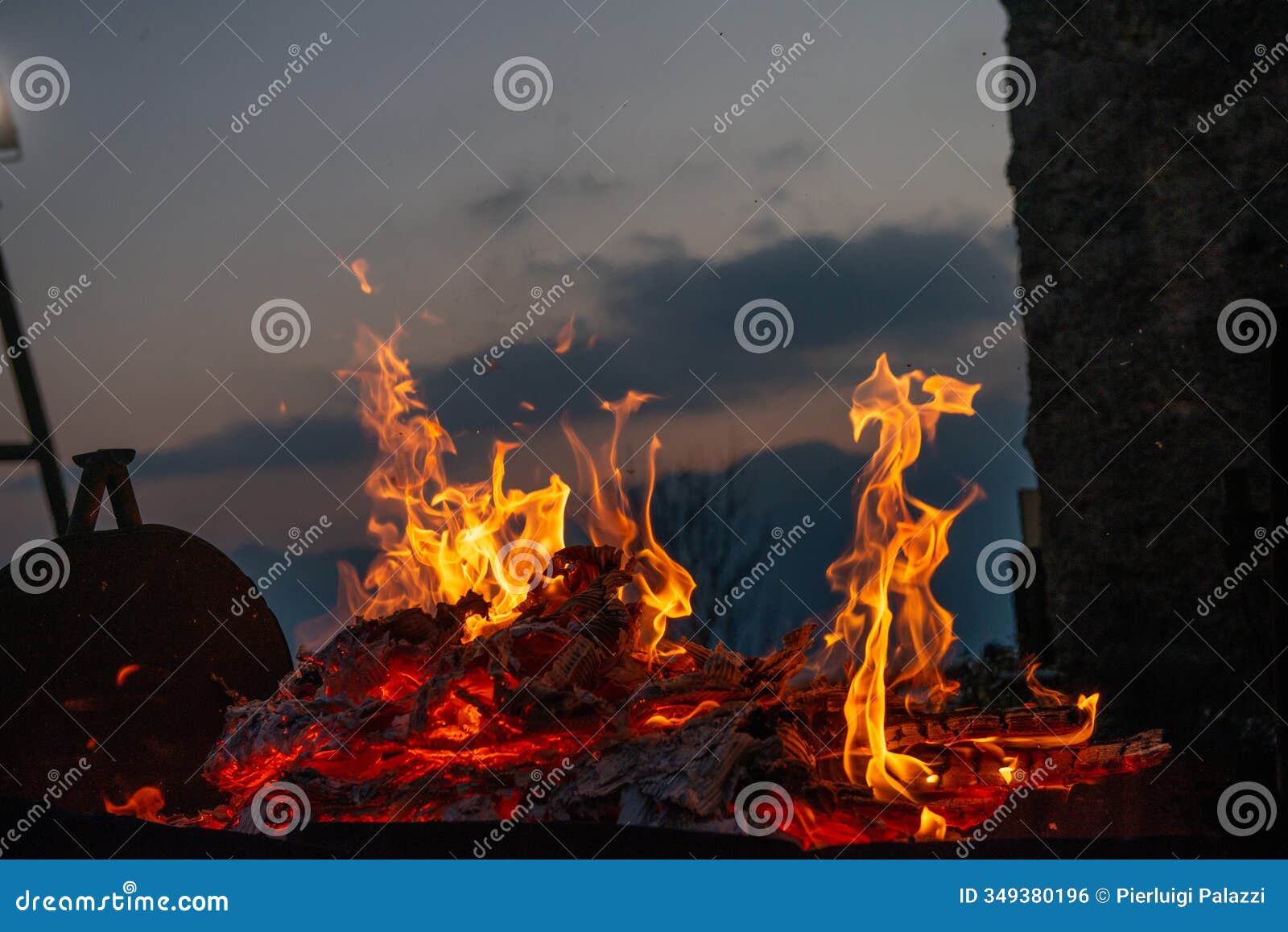 Very Bright Flame with Embers Stock Photo - Image of flame, cook: 349380196