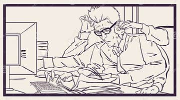 Very busy office worker stock vector. Illustration of business - 129757885