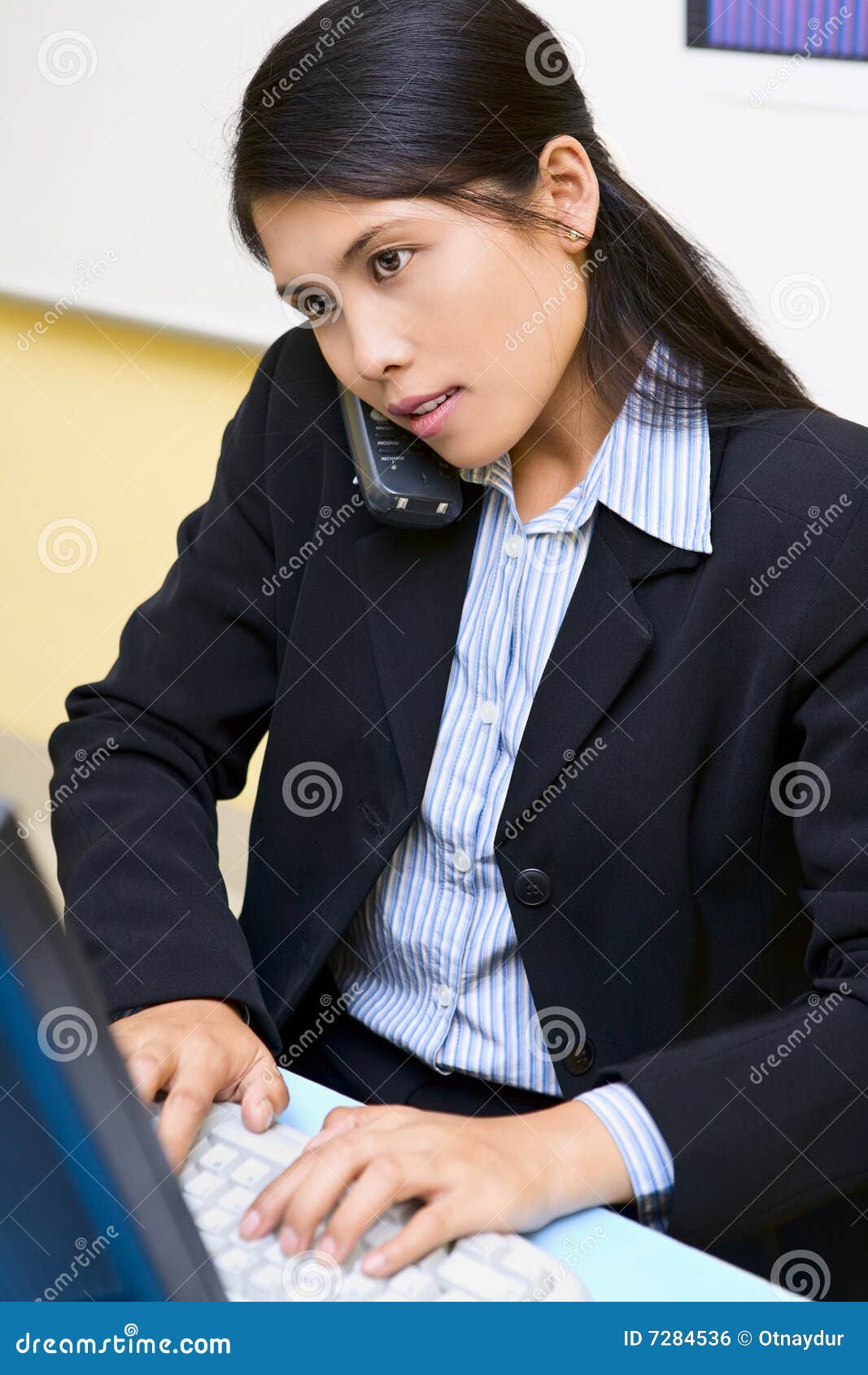 Very busy woman on phone stock photo. Image of keyboard - 7284536