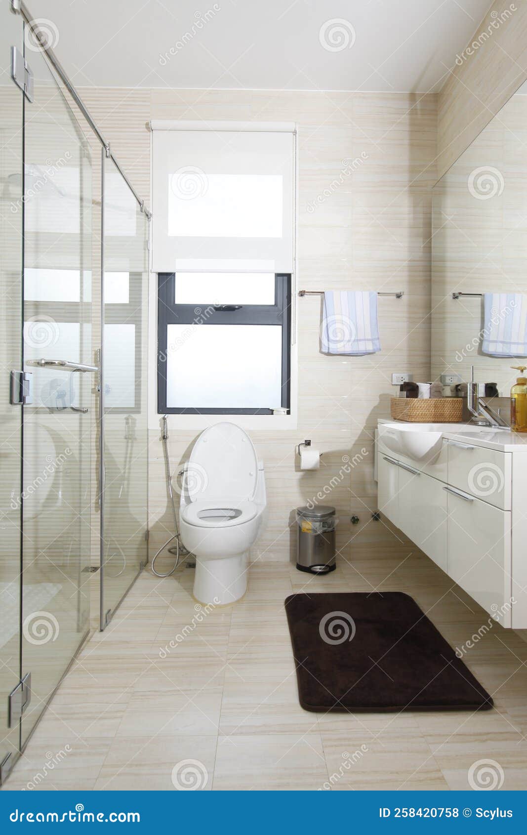 Very Clean and Well Lighted Bathroom in an Asian Home Stock Photo ...