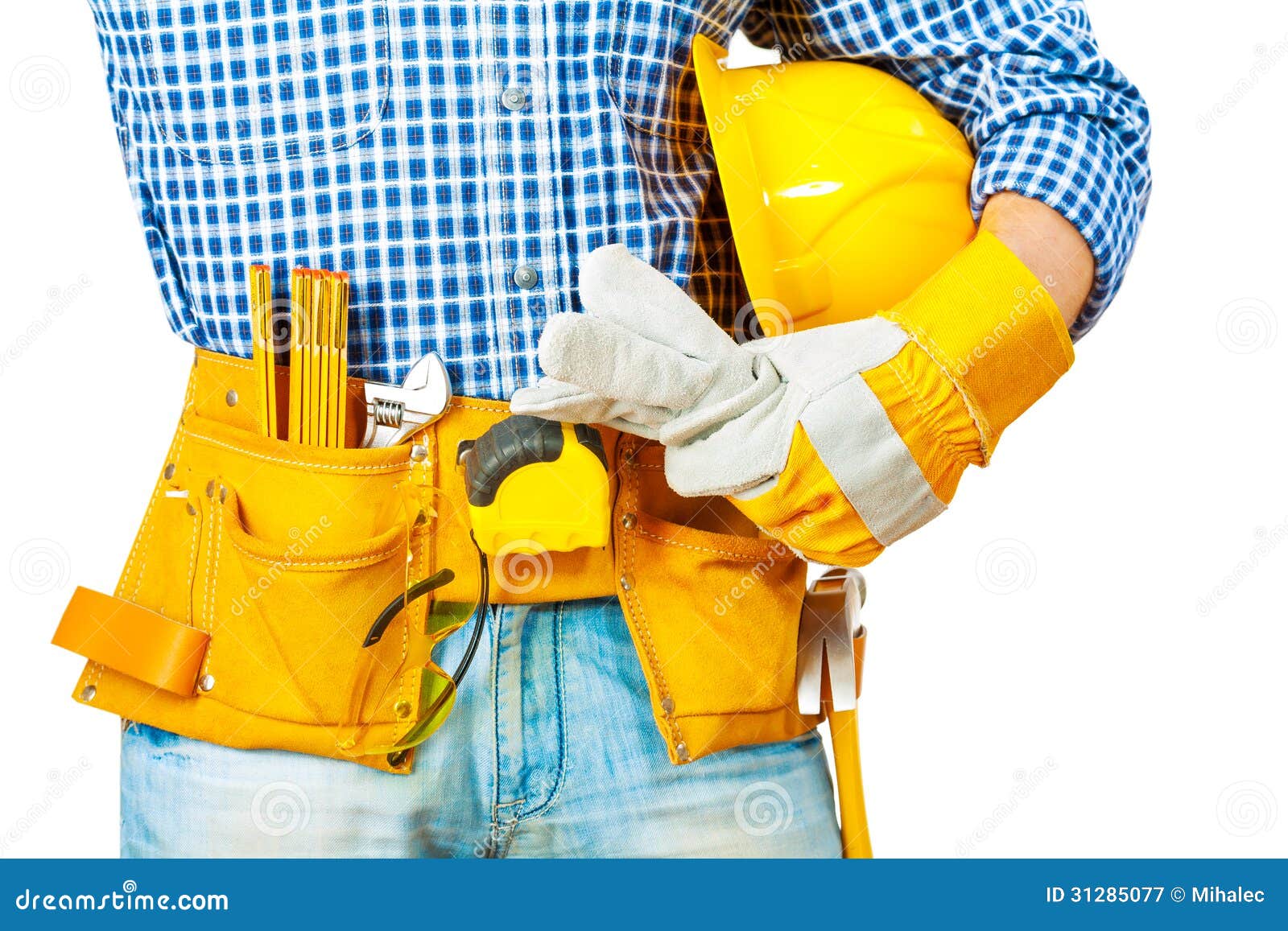 Very Close Up View on Workers Hand and Tools Stock Image - Image of ...
