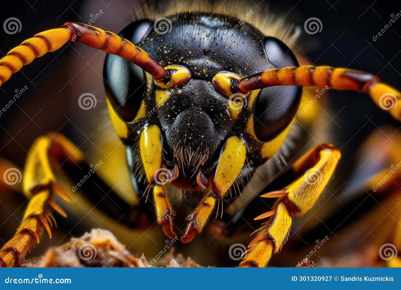 Very Close Wasp Macro Shot. Generative AI Stock Image - Image of small ...