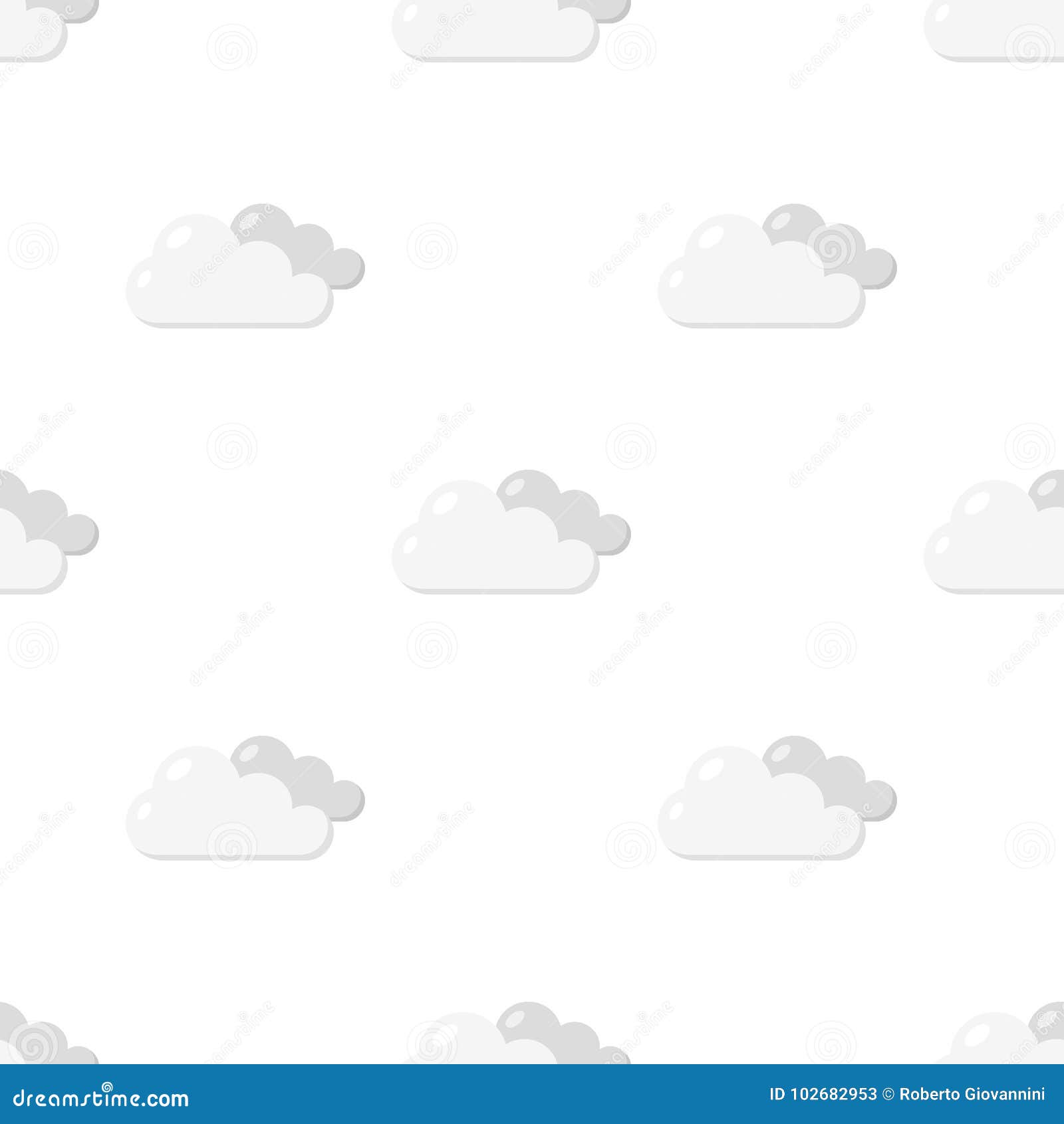 Very Cloudy Sky Flat Icon Seamless Pattern Stock Vector - Illustration ...