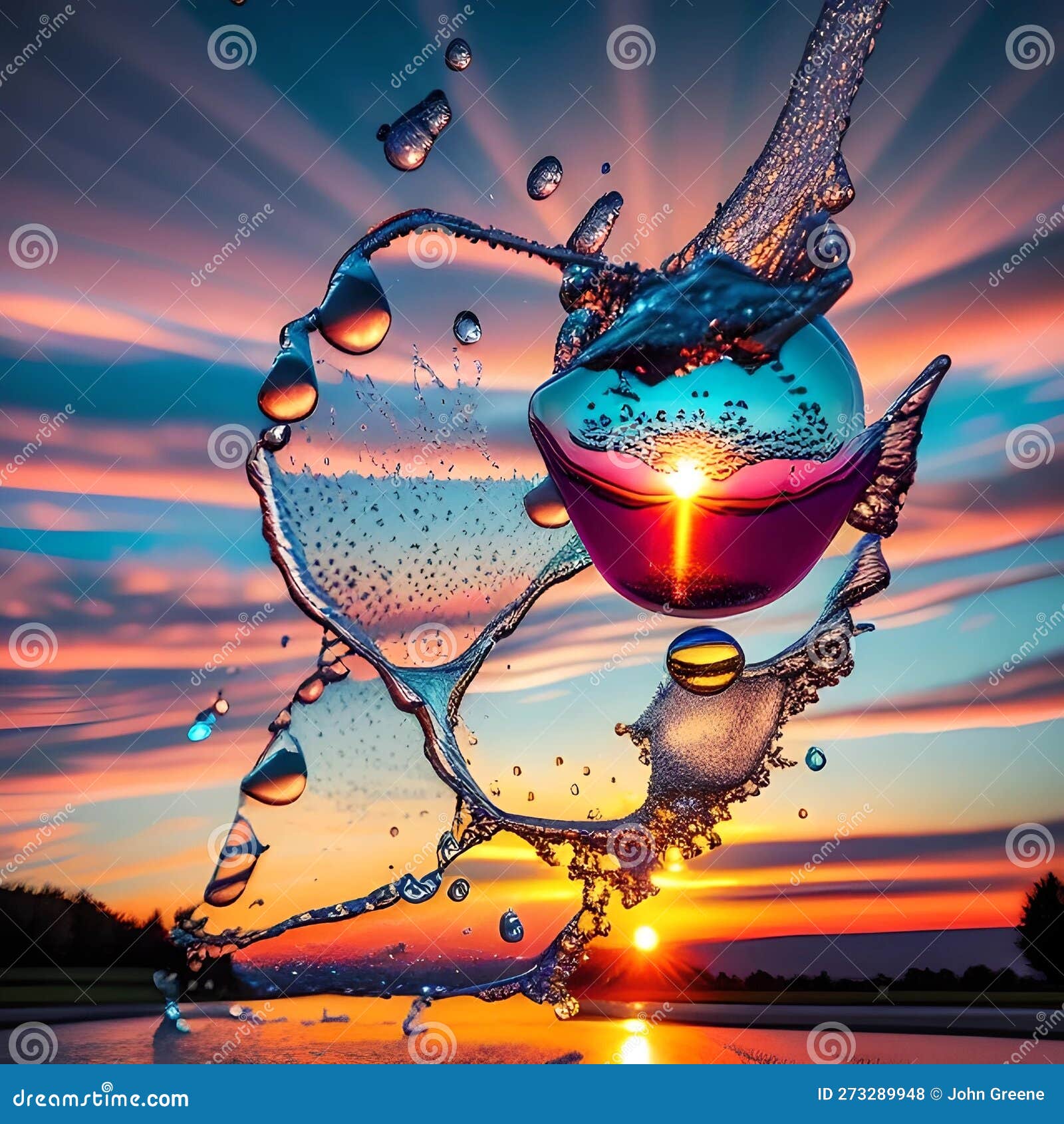 A Water Balloon Bursting Against a Sunset Sky, Generated by AI. Stock ...