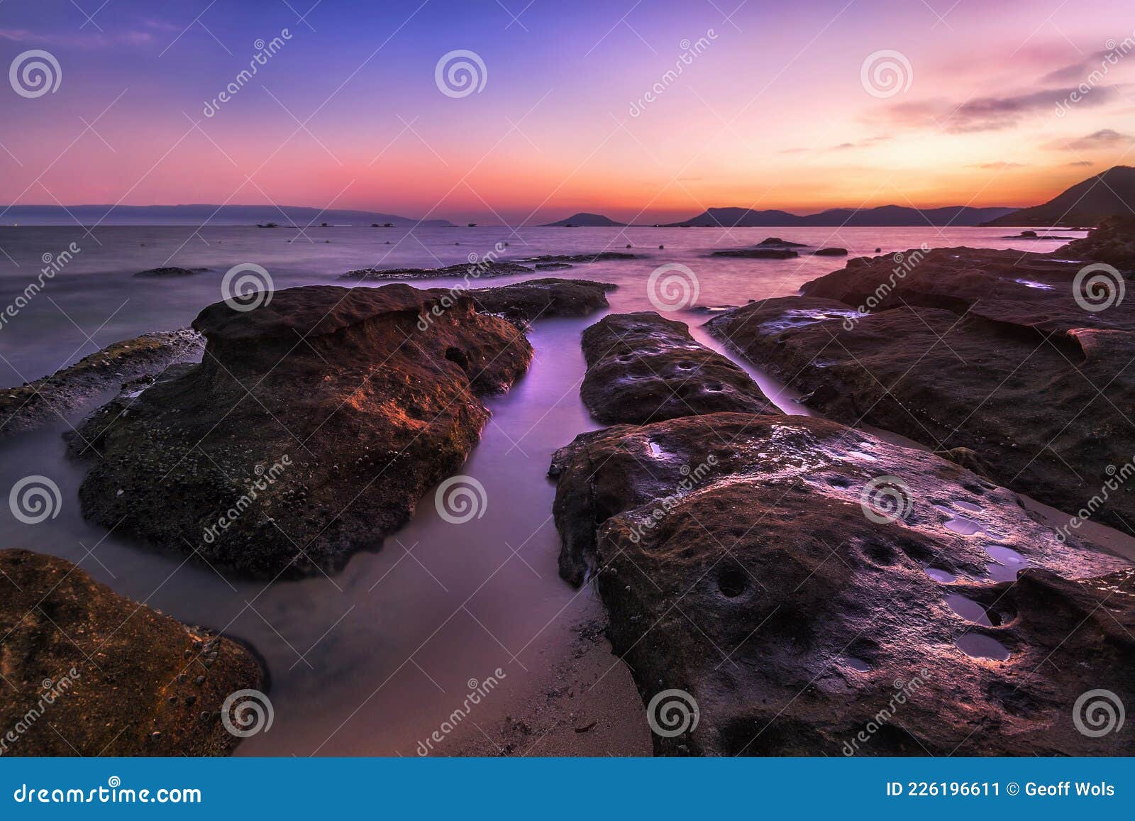Very Colourful Sunset Over Rocks on the Coast on Phu Quoc in Vietnam ...