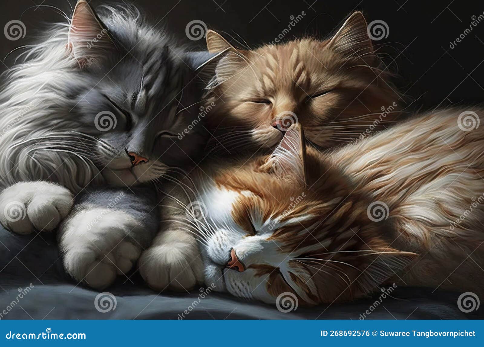 Very Cute Adorable Realistic Sleepy Cat are Sleeping on Floor Stock ...