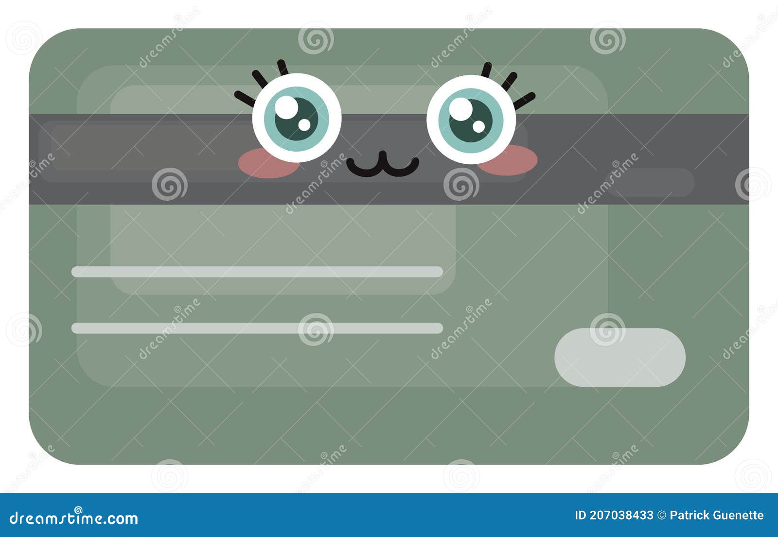 Very Cute Green Credit Card, Illustration, Vector Stock Vector ...