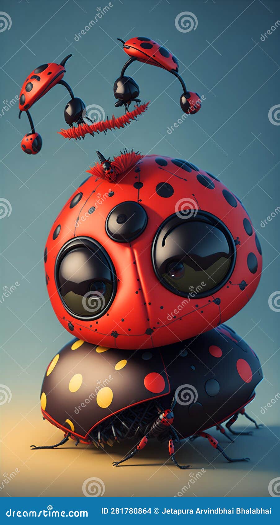 Very Cute Lady Bug, Cartoon Style, AI Generative Stock Illustration ...