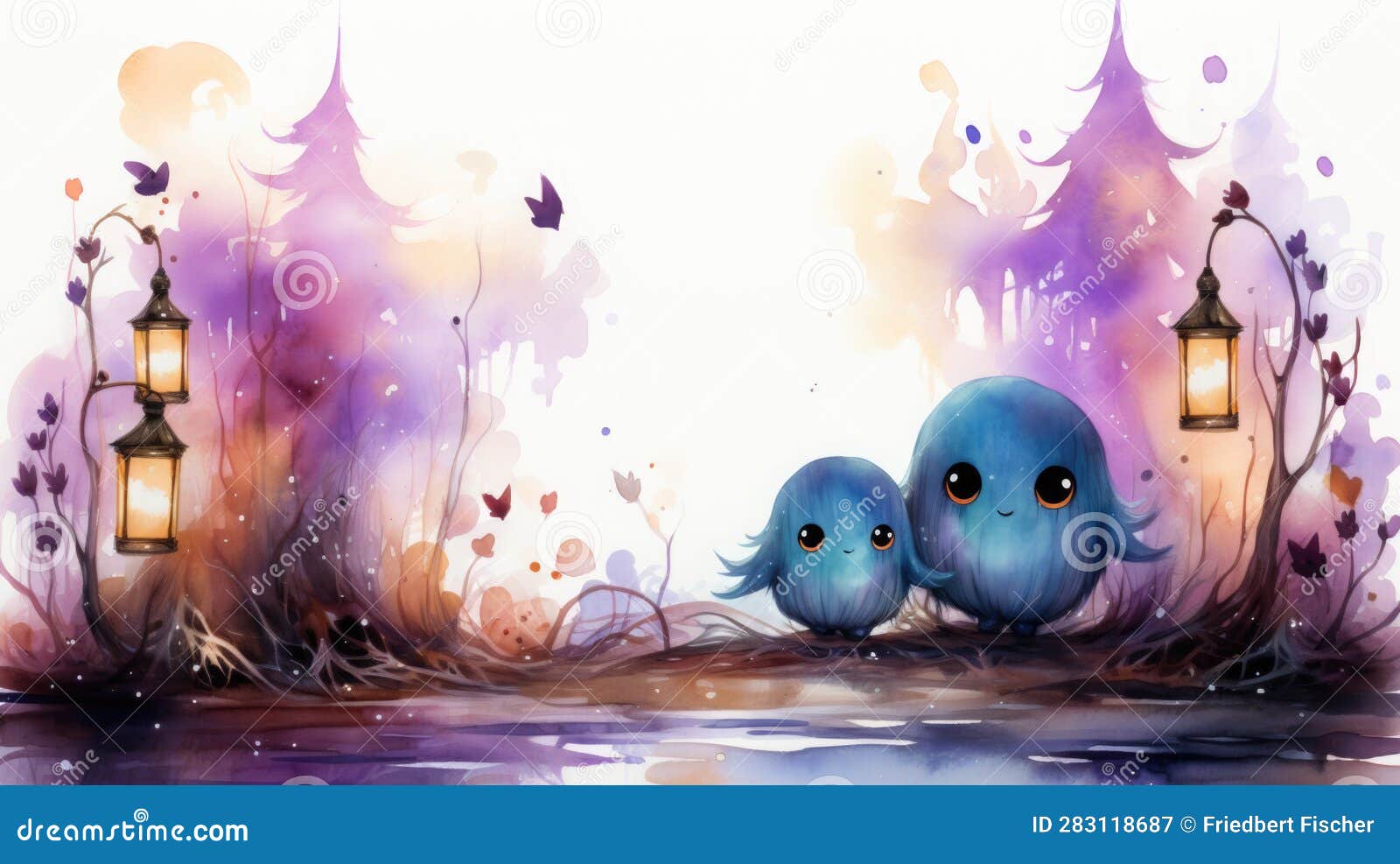 A Very Cute Little Blue Halloween Ghost Creatures. Generative AI Image ...