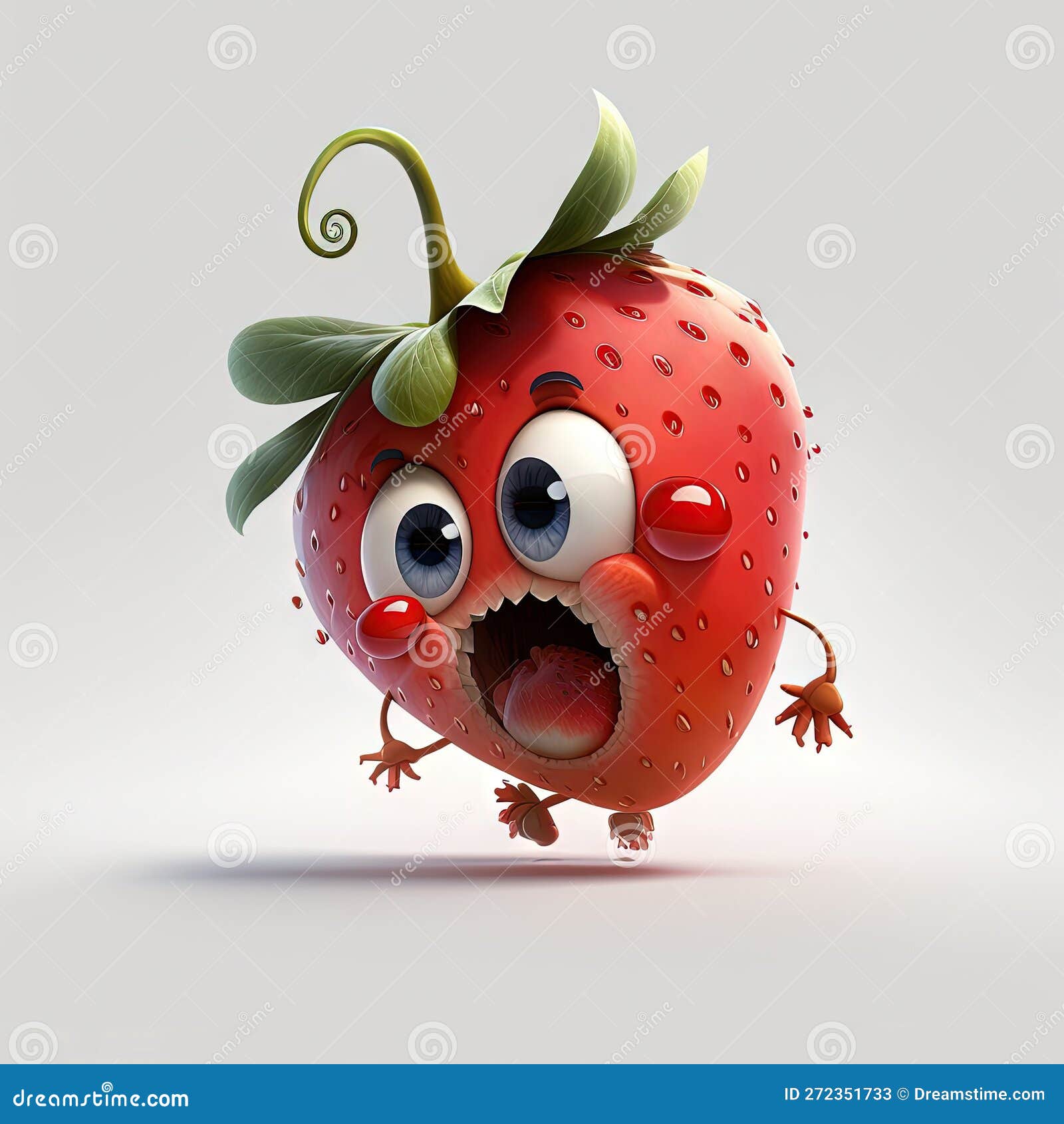 A Very Cute Looking Strawberry with a Big Smile on it S Face Stock ...