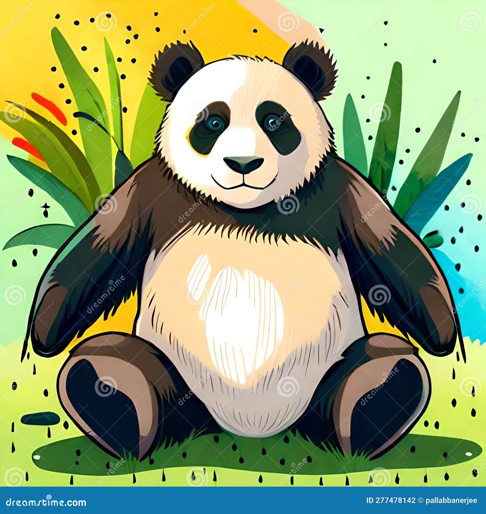 Sitting Panda stock illustration. Illustration of childishness - 277478142