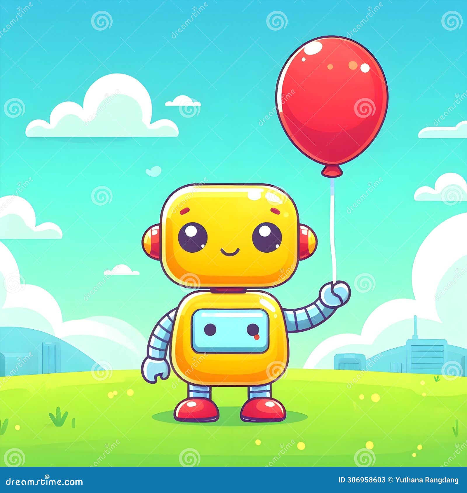Very Cute Yellow Robot Vector. Stock Illustration - Illustration of ...