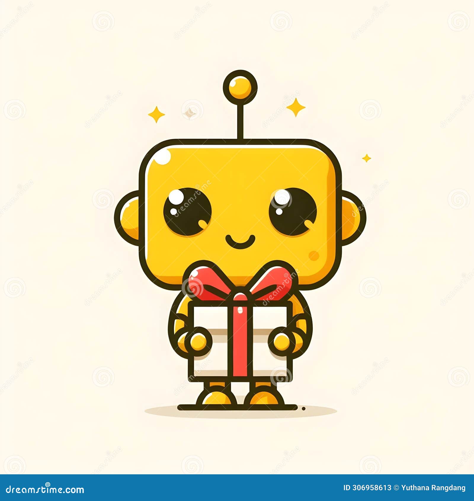 Very Cute Yellow Robot Vector. Stock Illustration - Illustration of ...