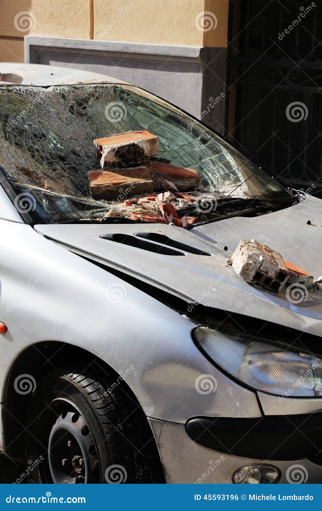 Very Damaged Car, Crashed, Parked Stock Photo - Image of insurance ...
