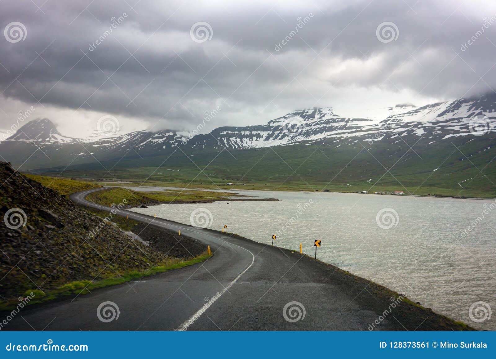 Very Dangerous Winding Downhill Road in Iceland Stock Image - Image of ...