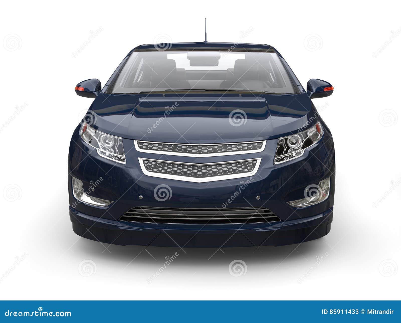 Very Dark Blue Modern Electric Car - Front View Stock Illustration ...