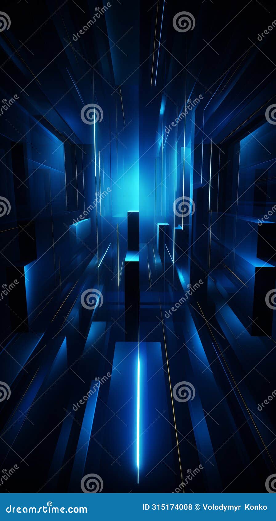 A Very Dark Room with Some Blue Lights Stock Photo - Image of ...