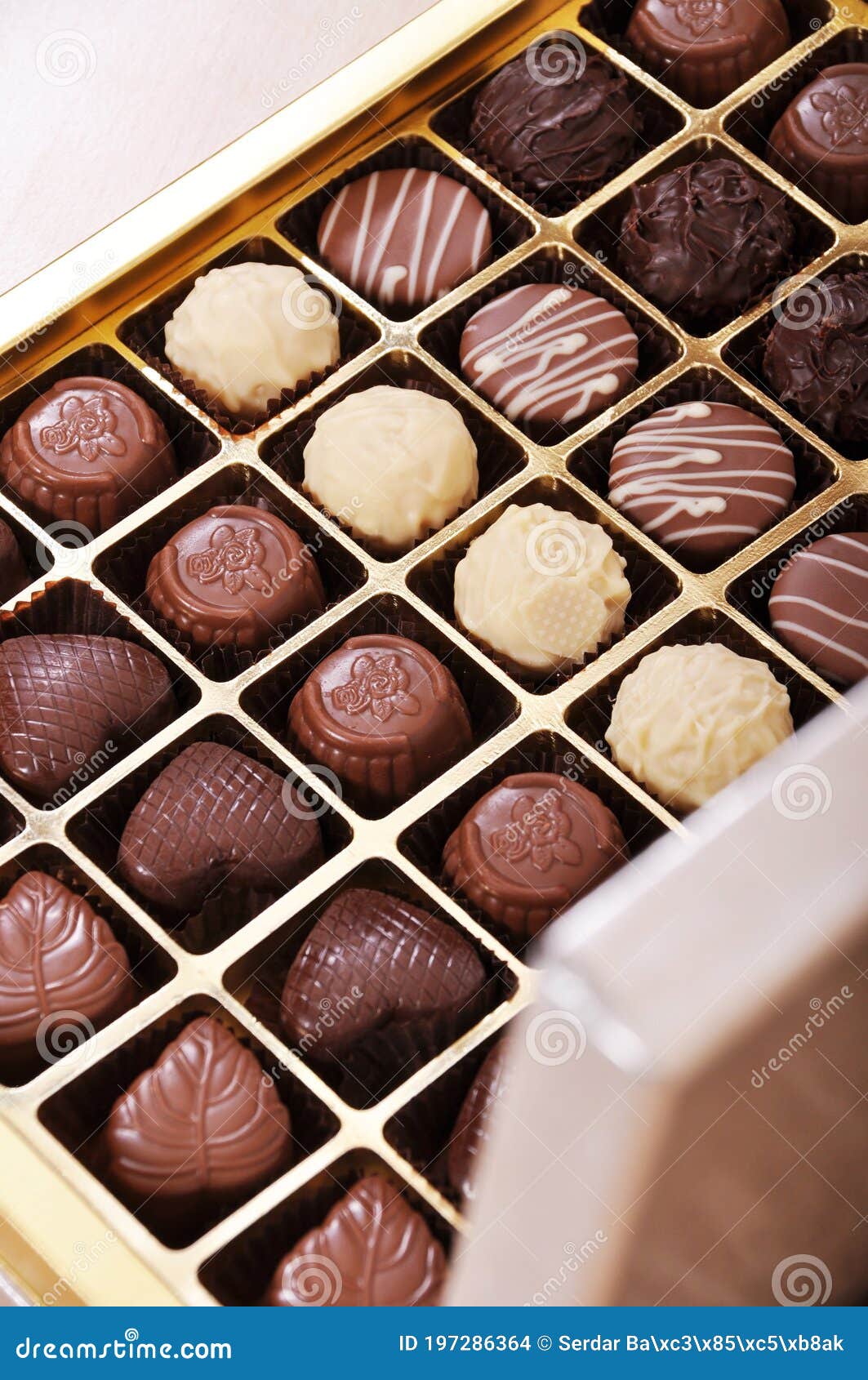 Very Delicious Chocolate Candies in a Box Stock Photo - Image of ...