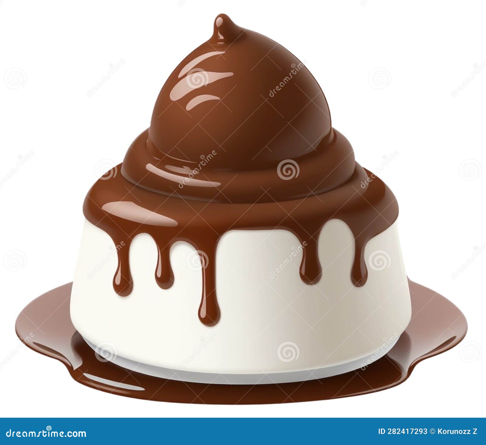 A Soft Pudding 3D on a Brown Plate. Stock Image - Illustration of milk ...