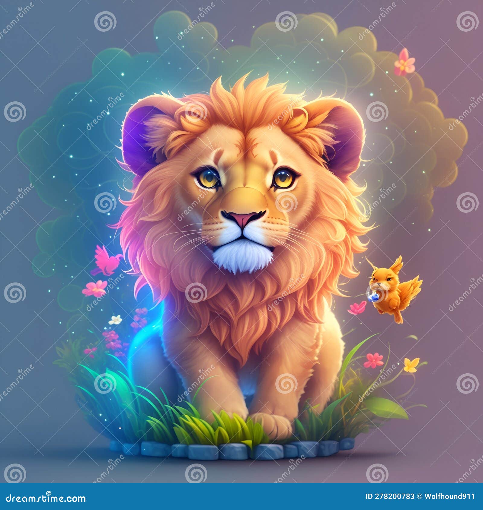 Very Detailed Cute Lion. Generate Ai. Stock Illustration - Illustration ...