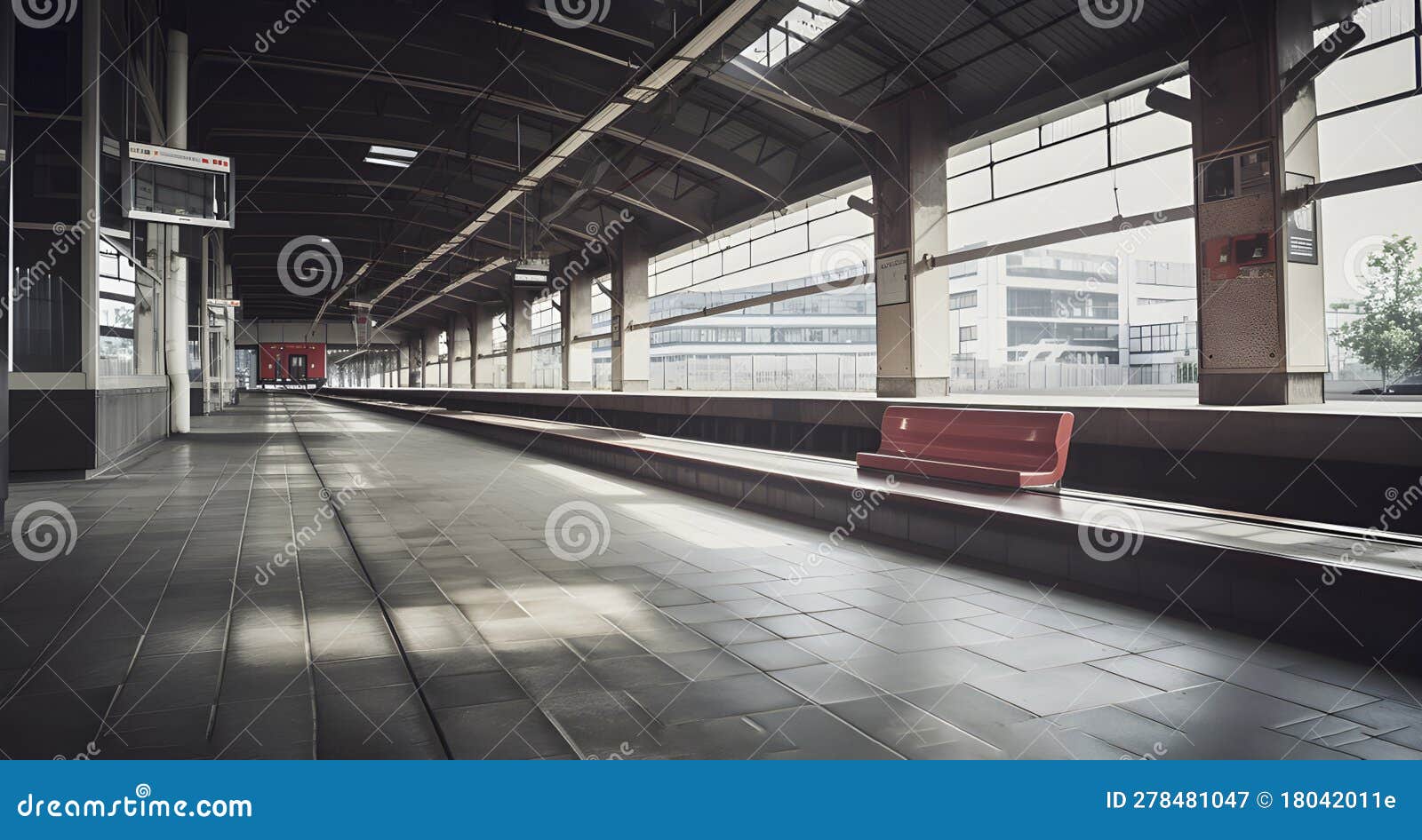 Very Detailed Image of Deserted Platform at an Empty Modern Railway ...