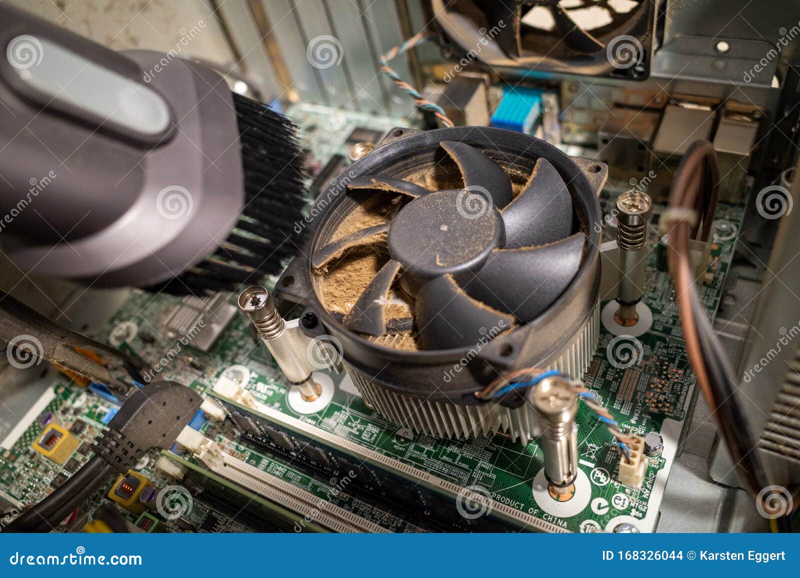 Very Dirty Computer Fan Inside a Computer is Cleaned by a Vacuum ...