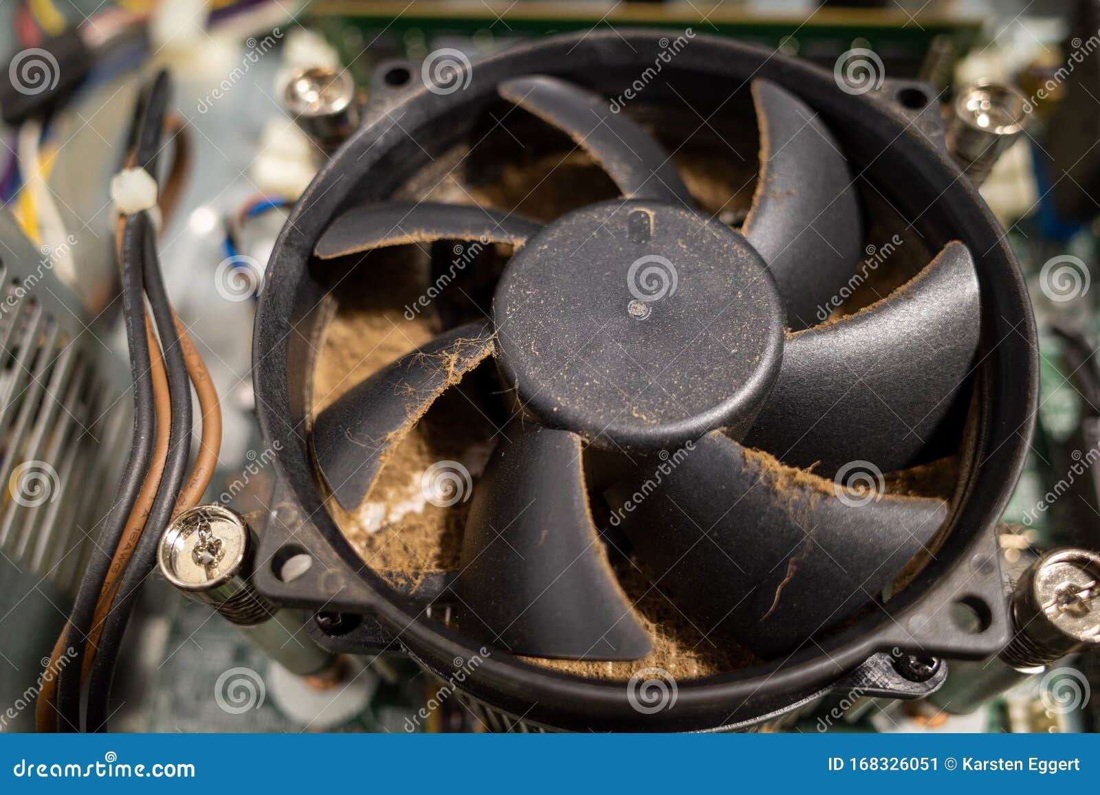 Very Dirty Computer Fan Inside a Computer is Cleaned by a Vacuum ...