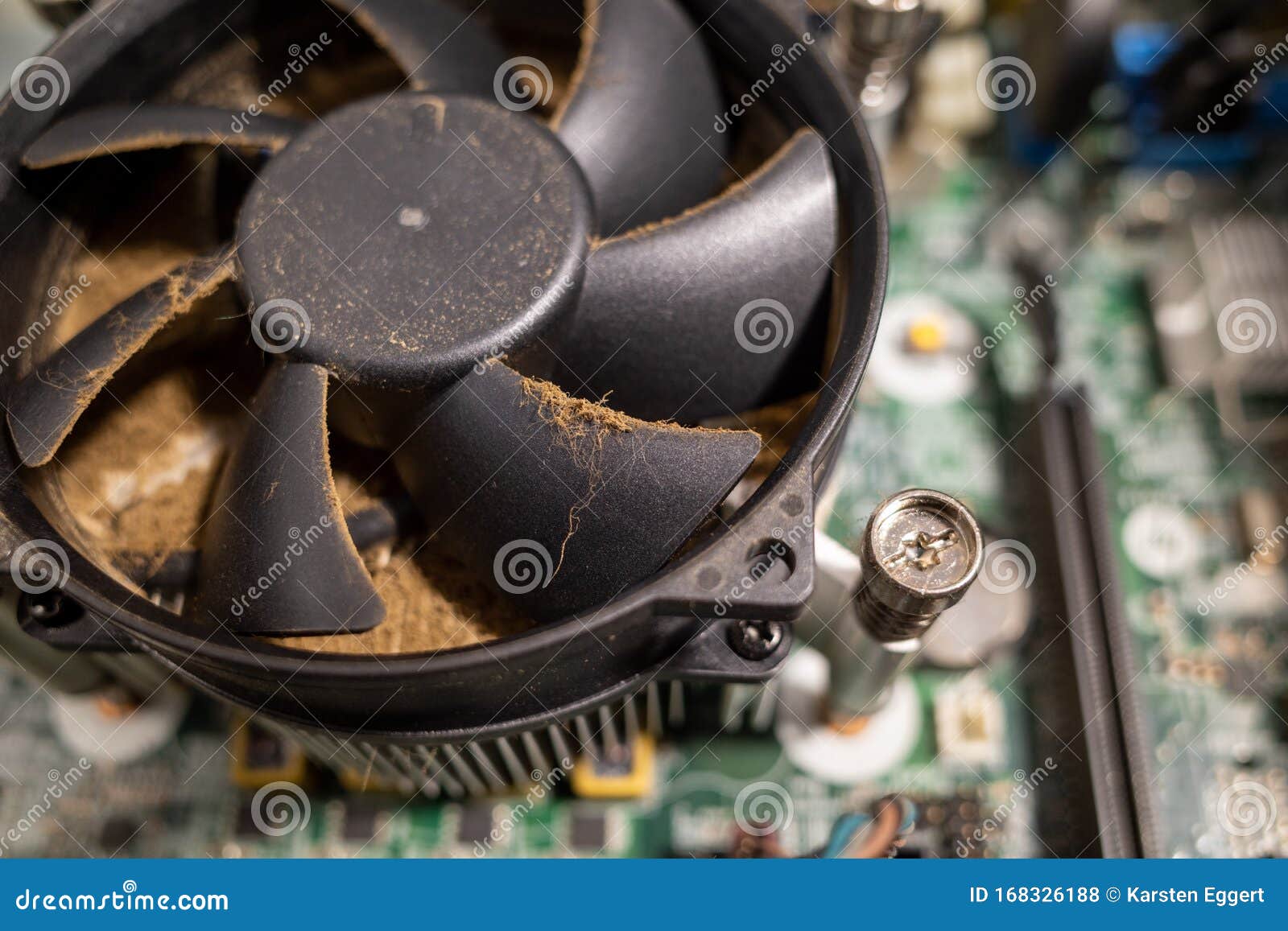 Very Dirty Computer Fan Inside a Computer is Cleaned by a Vacuum ...