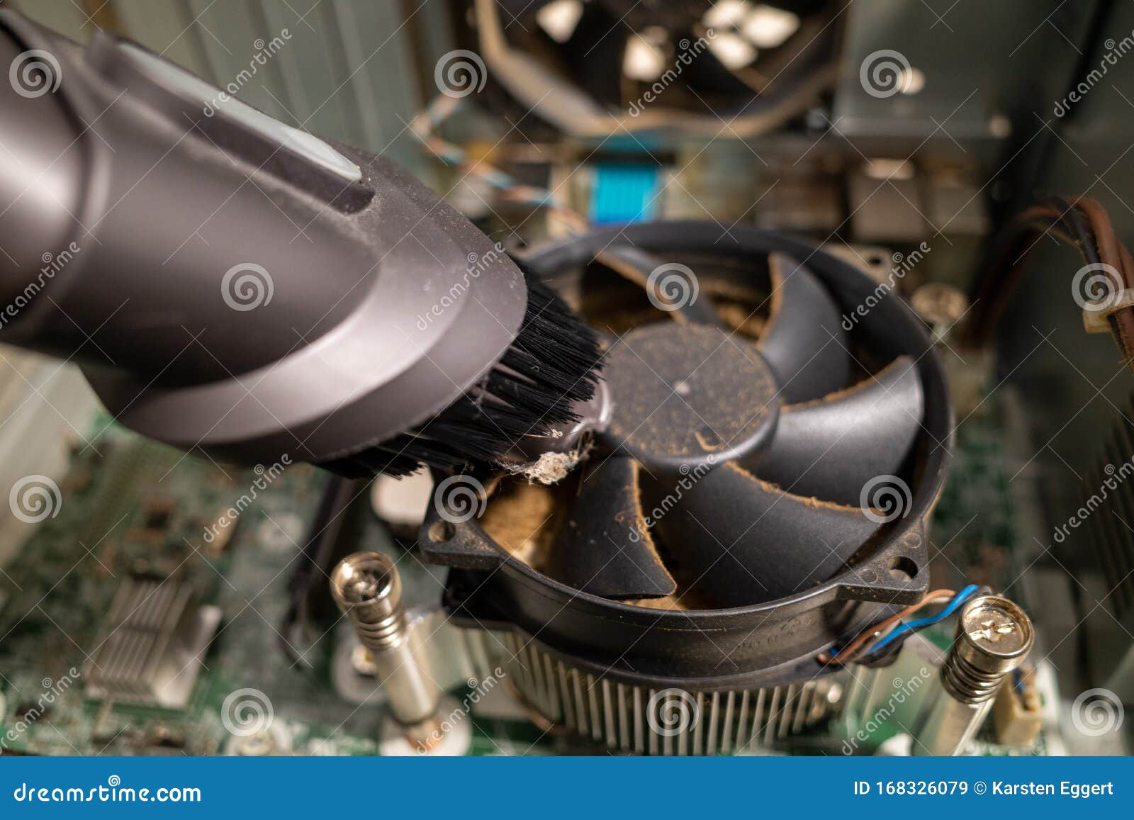 Very Dirty Computer Fan Inside a Computer is Cleaned by a Vacuum ...